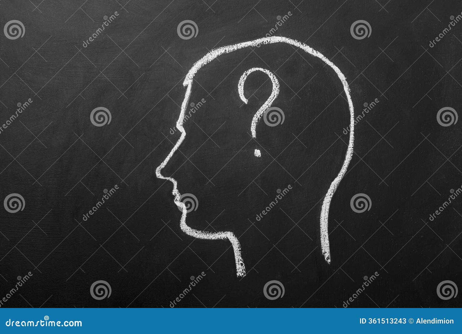 Human Brain and Question Mark Draw on Blackboard Stock Image - Image of ...