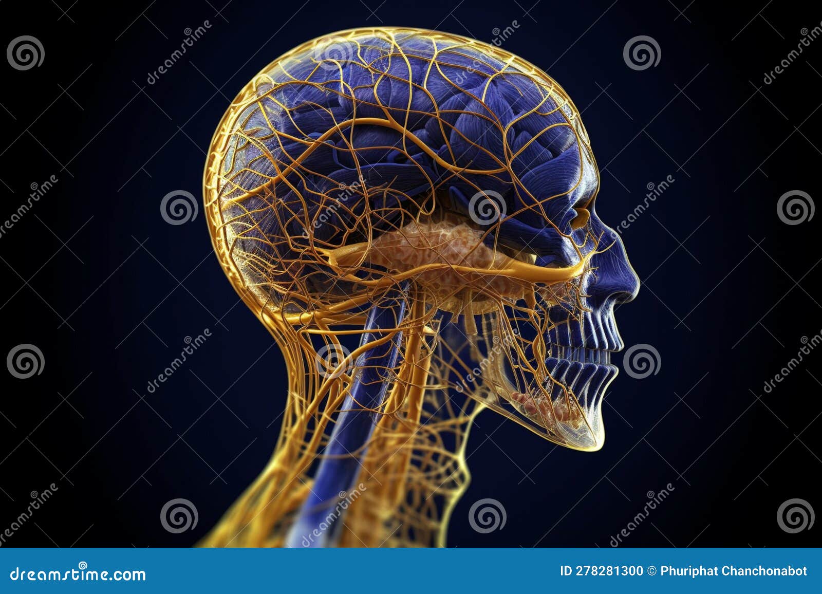 Human Brain in X Ray Style with Generative AI Stock Illustration ...