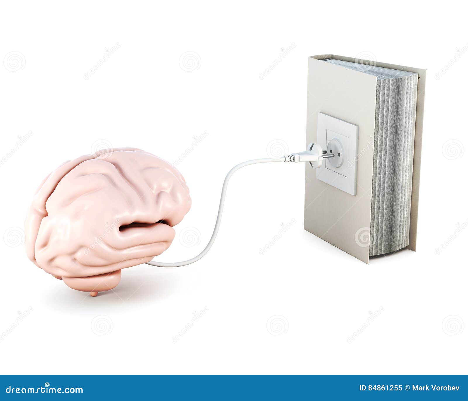 Human Brain is Recharged from the Book. 3d Rendering Stock Illustration ...