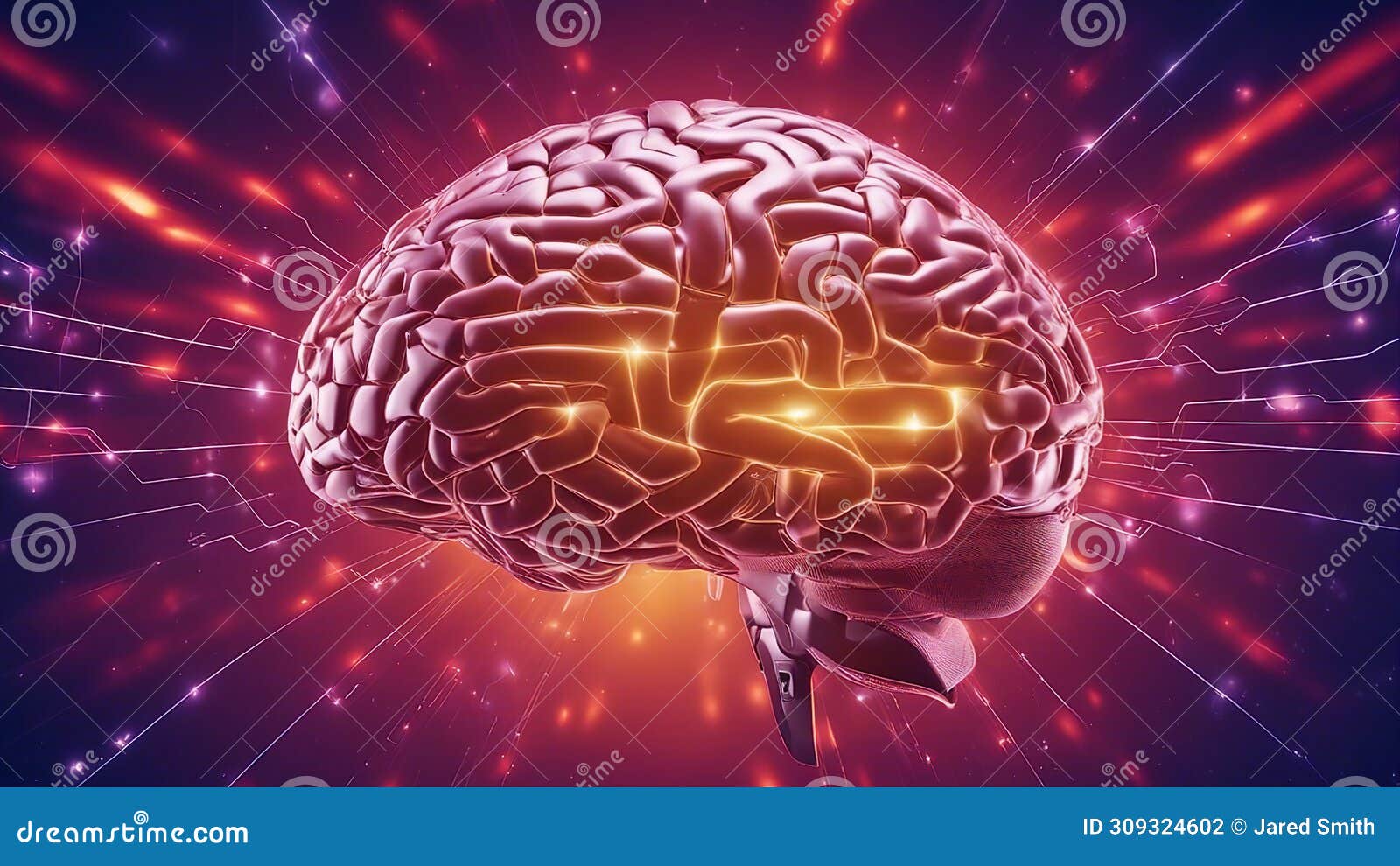 Human Brain a Brain with a Red Light Coming Out of it Ai Enhanced ...
