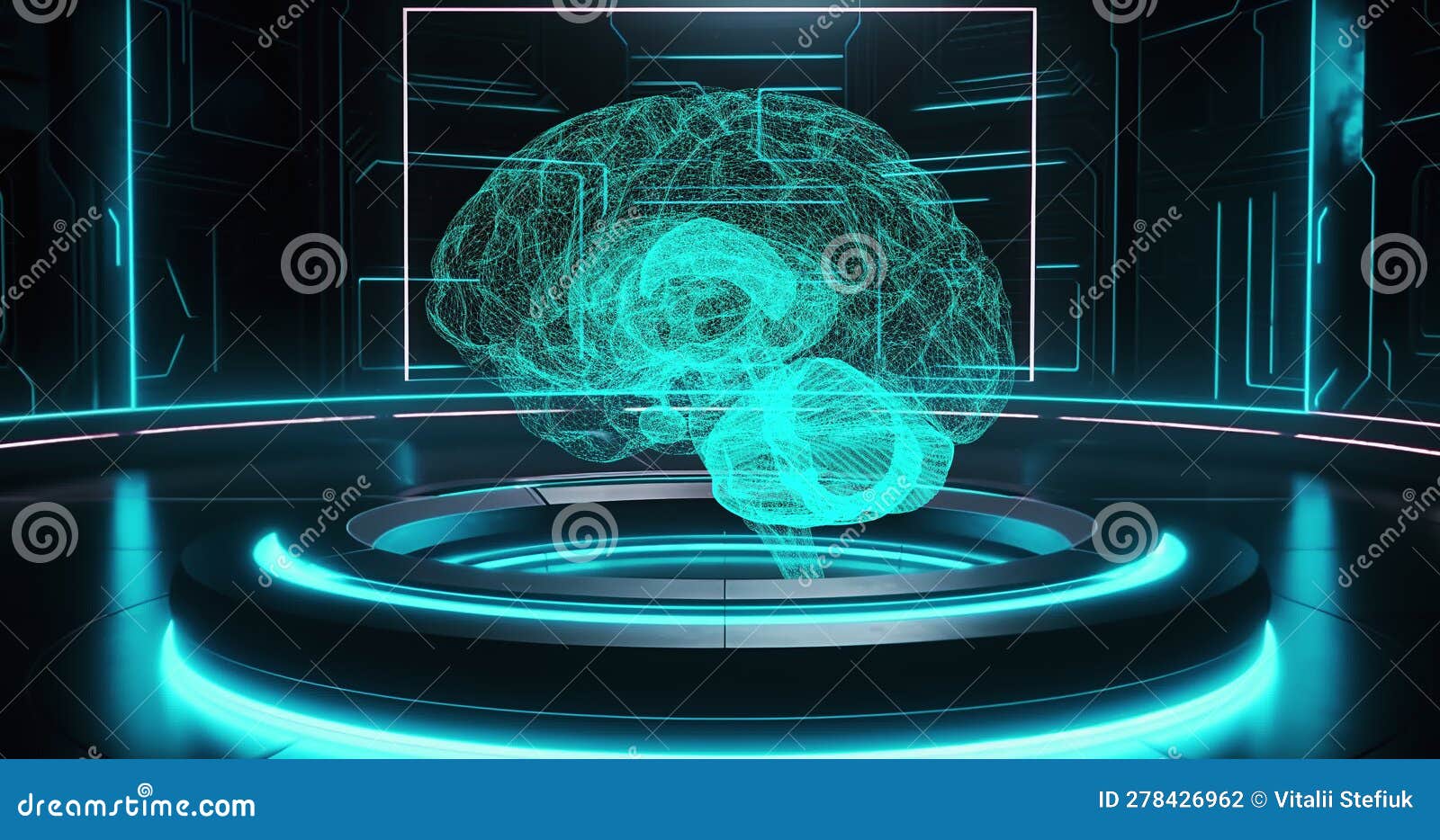 Human Brain Rotating 3D Projection Stock Footage - Video of projection ...