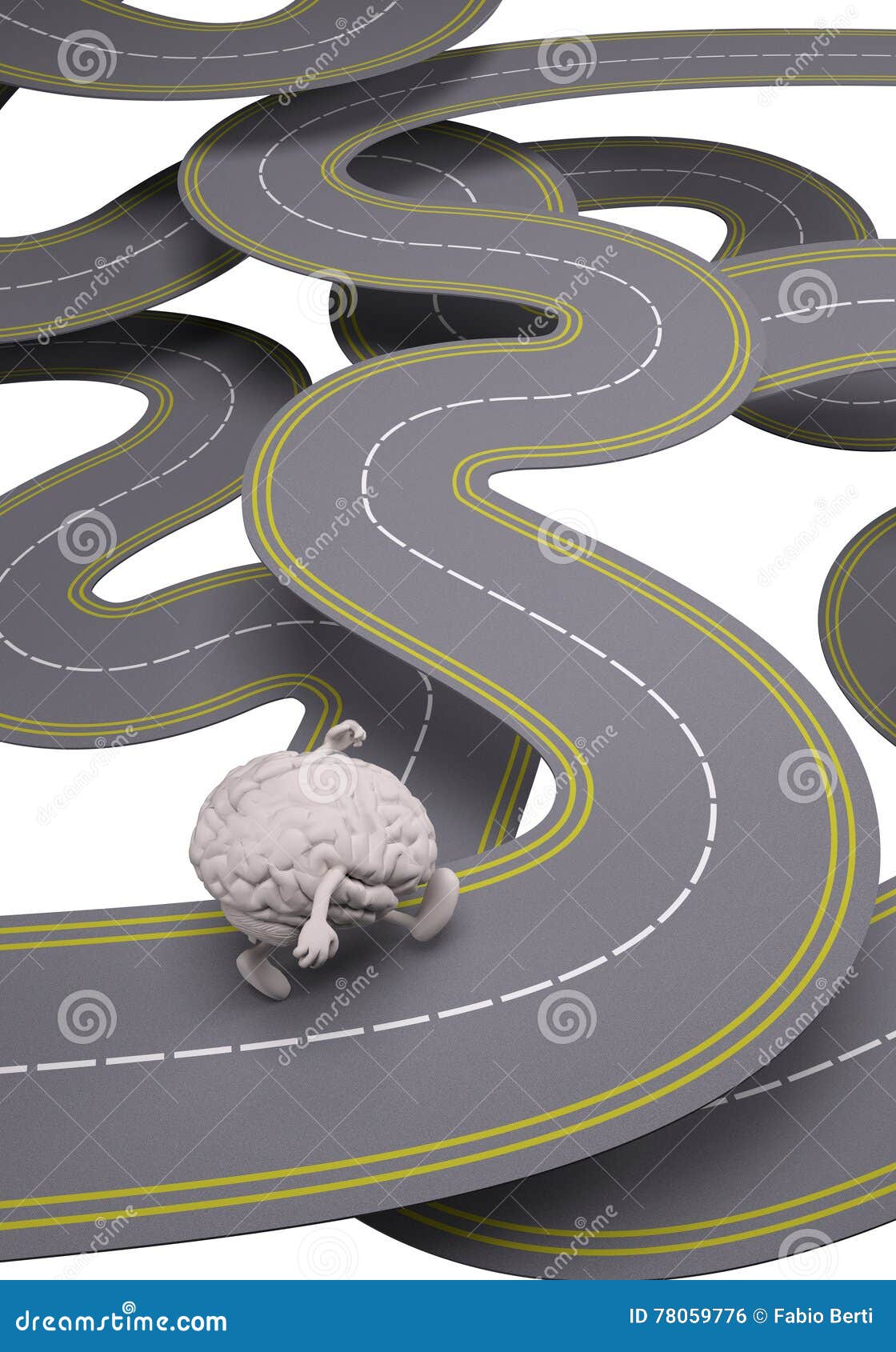 Human Brain that Runs in the Street Stock Illustration - Illustration ...