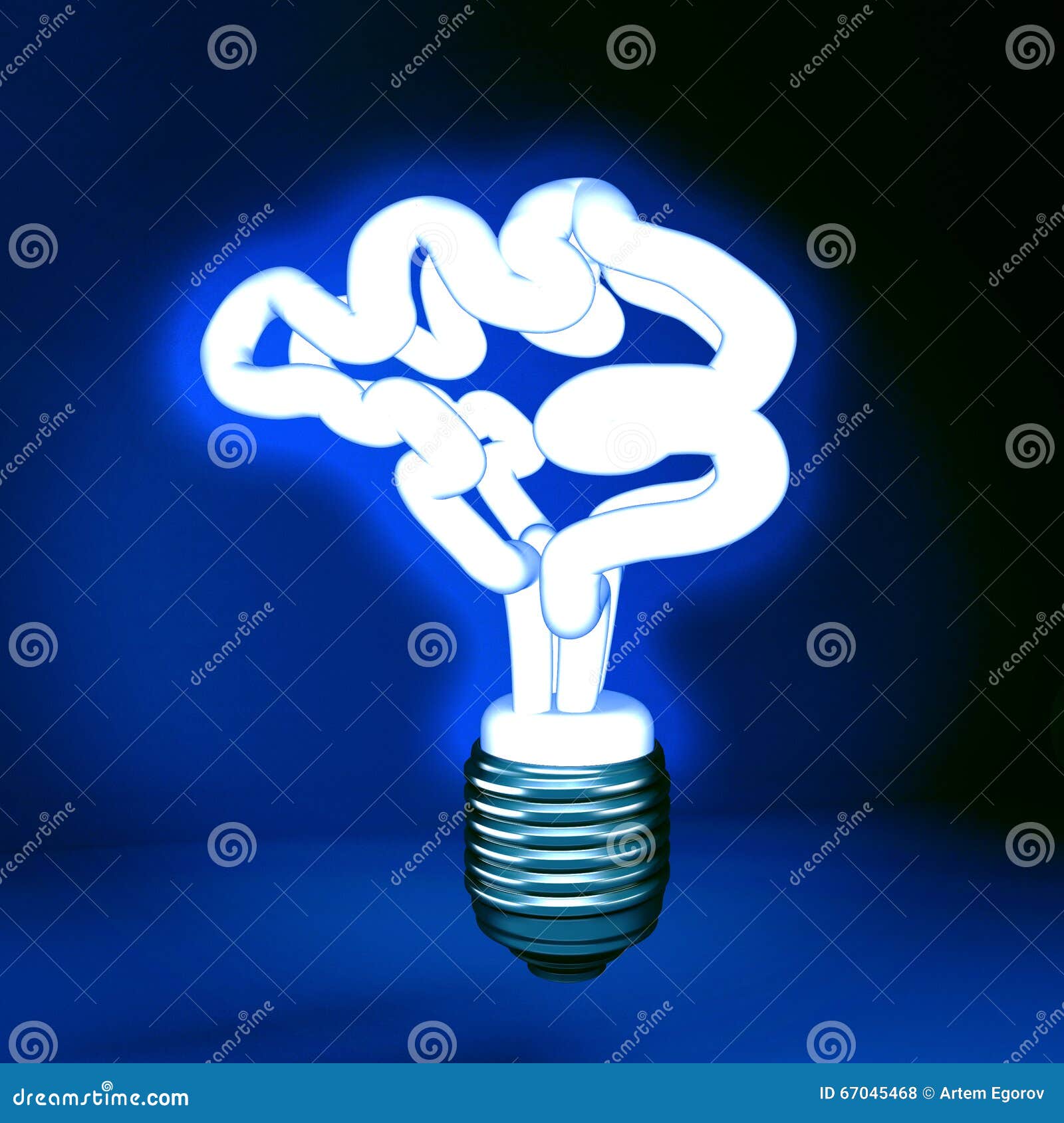 Human Brain in Save Energy Lamp Form Stock Illustration - Illustration ...