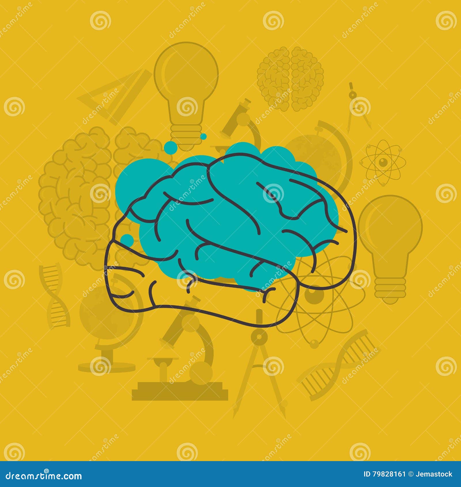 Human Brain and Science Related Icons Image Stock Illustration ...
