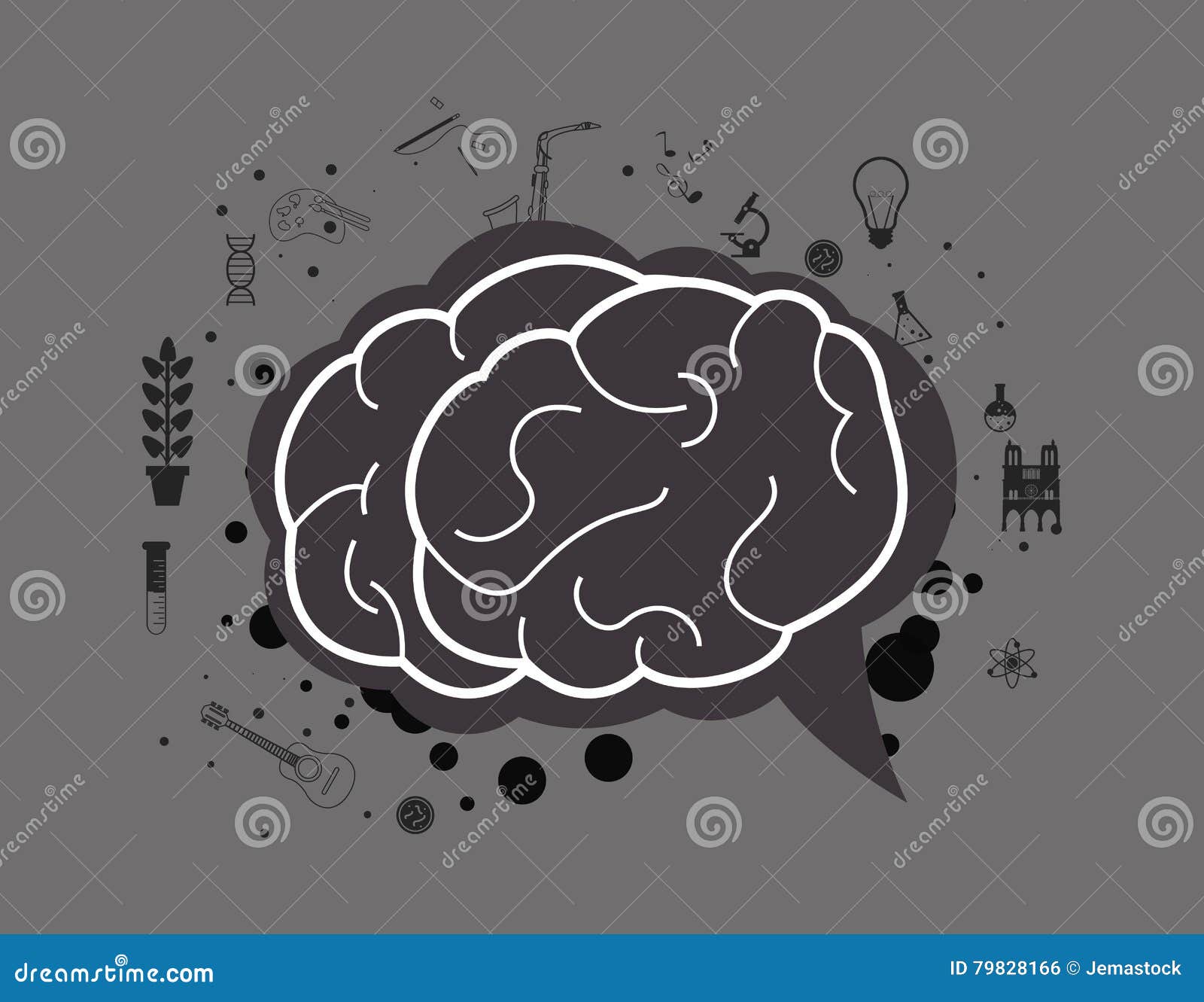 Human Brain and Science Related Icons Image Stock Illustration ...
