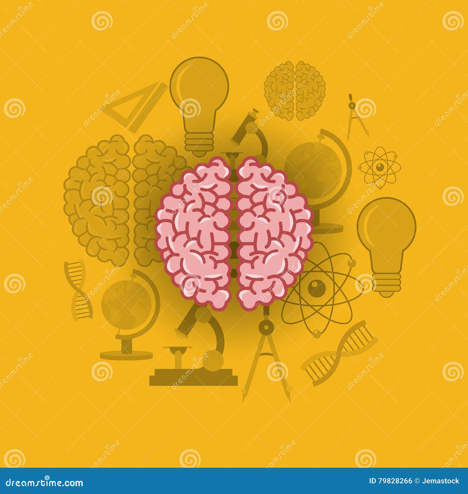 Human Brain and Science Related Icons Image Stock Illustration ...