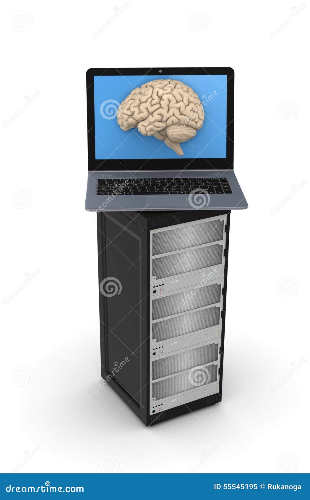 Human Brain on a Screen of Laptop Stock Illustration - Illustration of ...