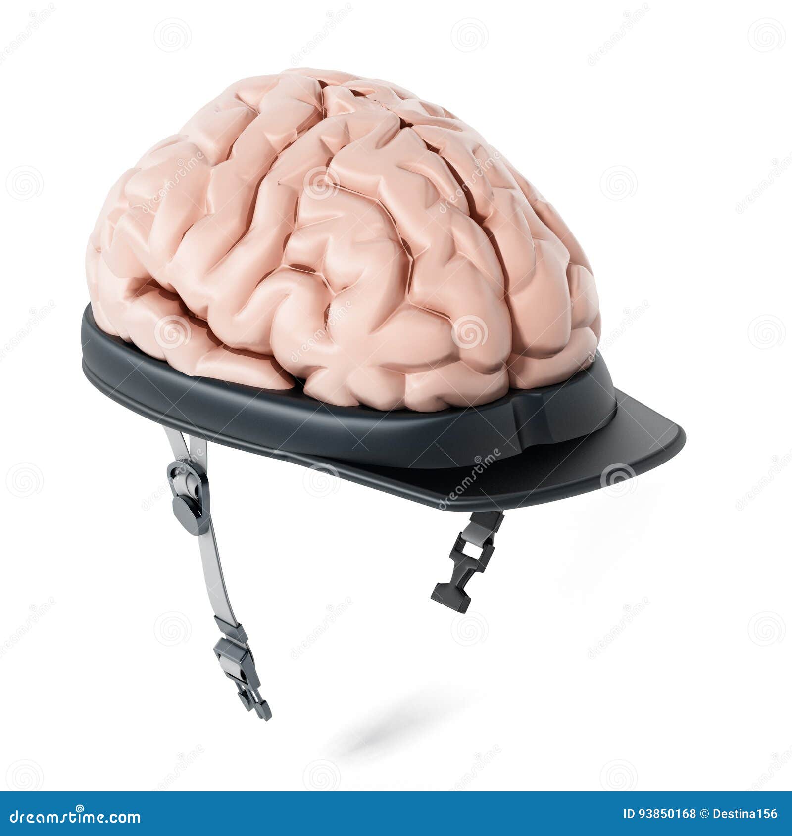 Human Brain on Security Cap. 3D Illustration Stock Illustration ...