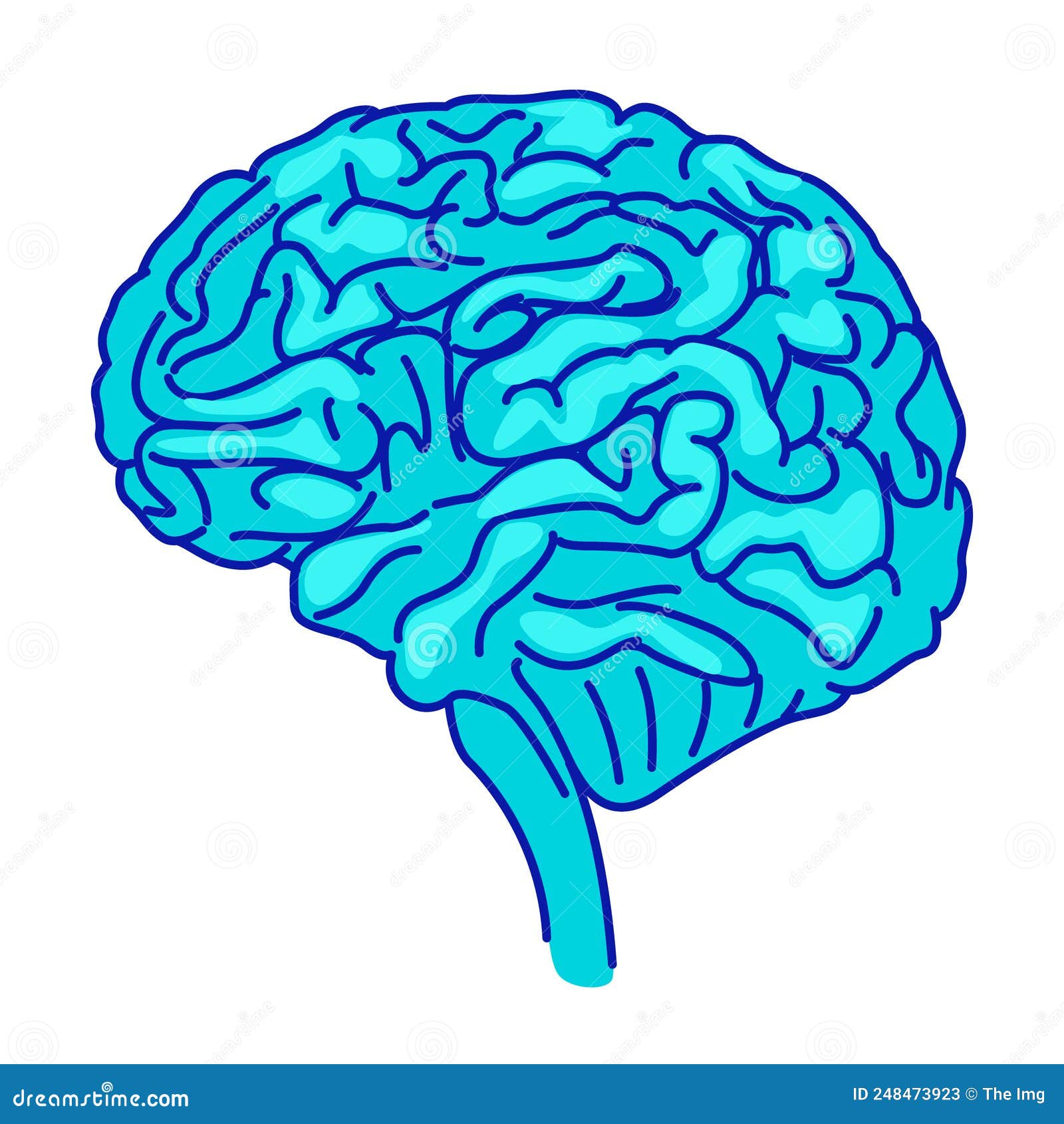 Human Brain Semi Flat Color Vector Element Stock Illustration ...