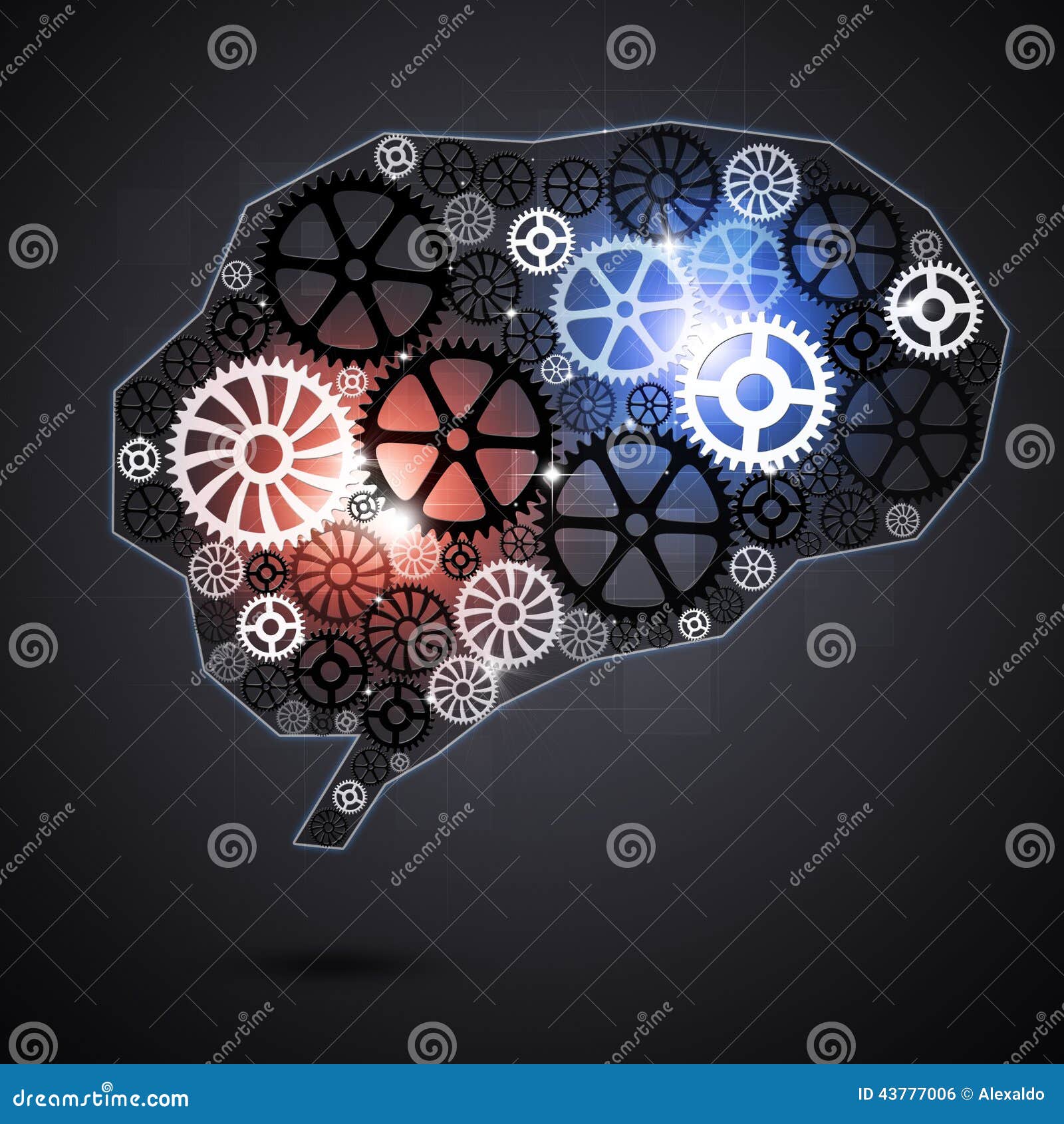 Human Brain Shape Gears stock illustration. Illustration of progress ...