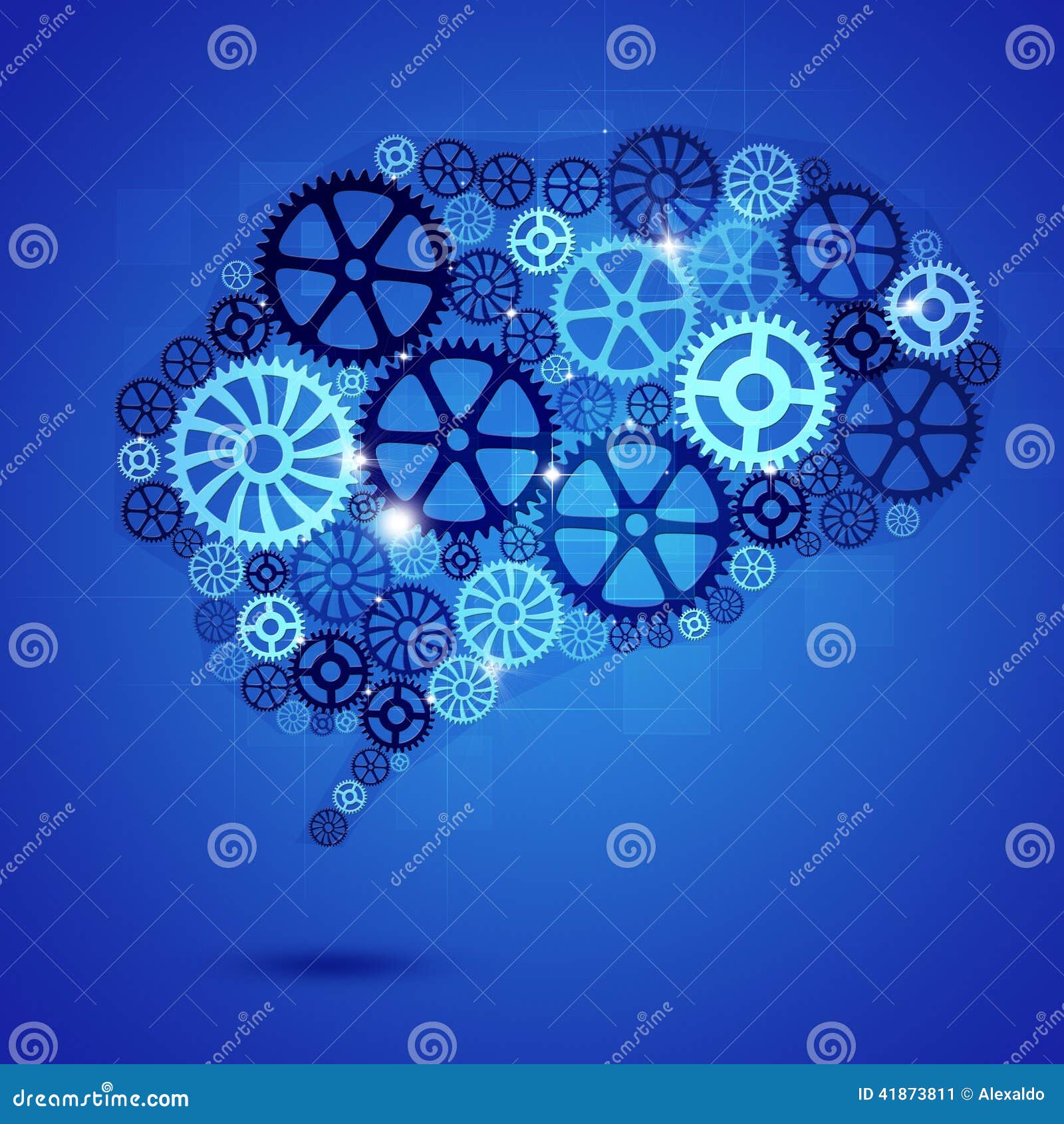 Human Brain Shape Gears Blue Business Background Stock Illustration ...
