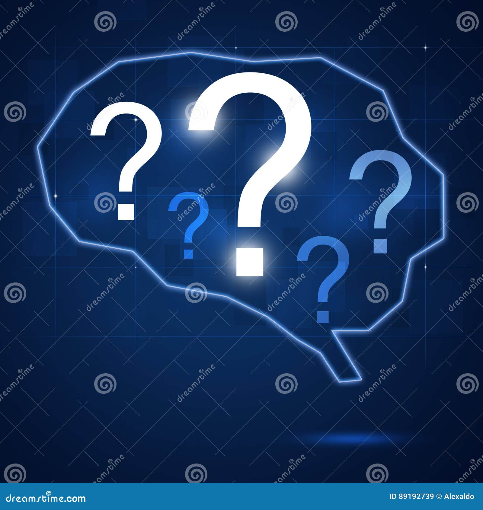 Human Brain Shape with Question Mark Stock Illustration - Illustration ...