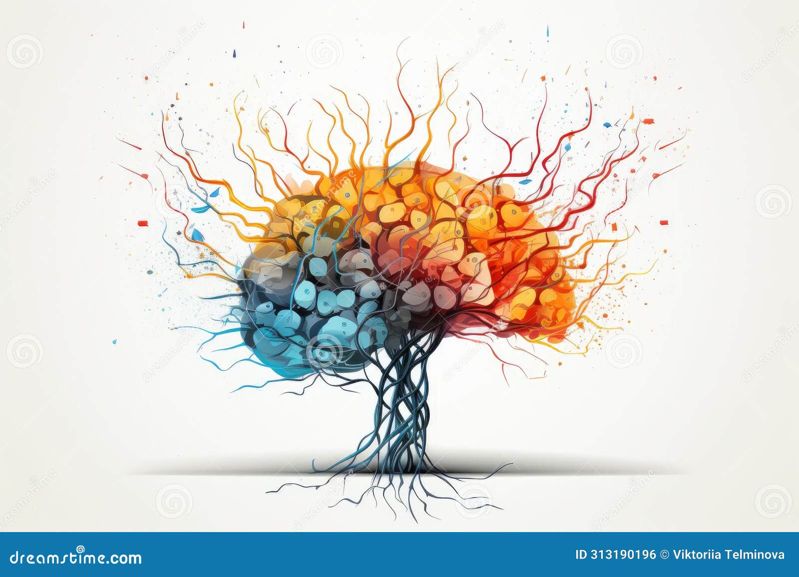 The Human Brain is in the Shape of a Tree, Neural Connections. Creative ...