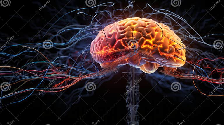 A Human Brain, Showcasing Its Complex Neural Pathways and Structures ...
