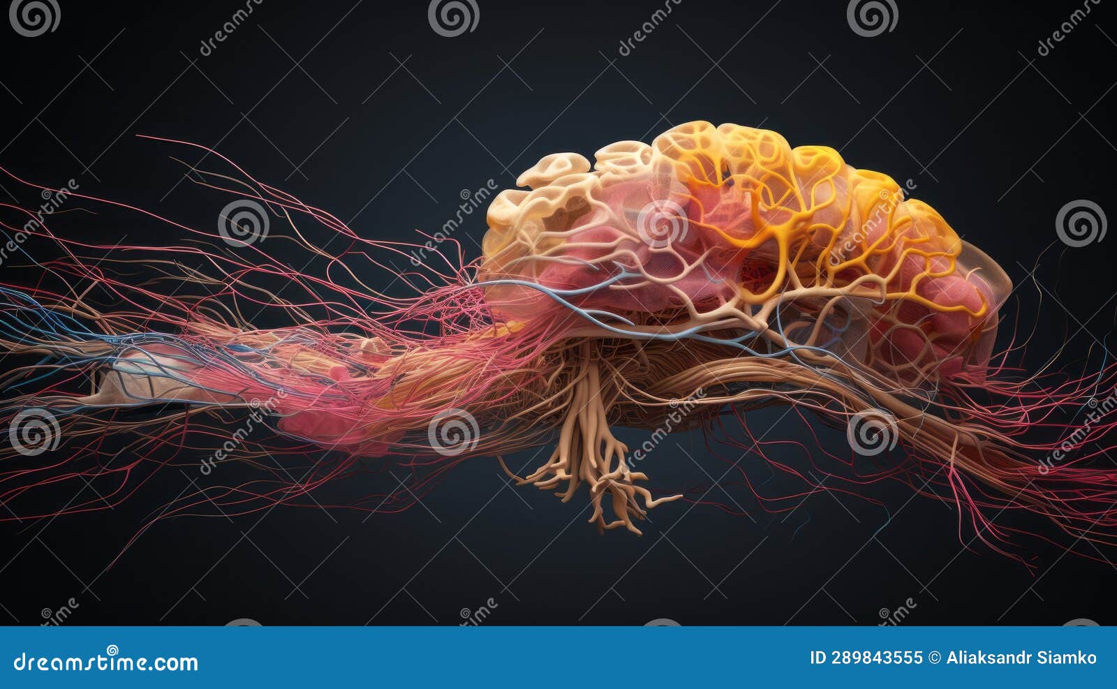 A Human Brain, Showcasing Its Complex Neural Pathways and Structures ...