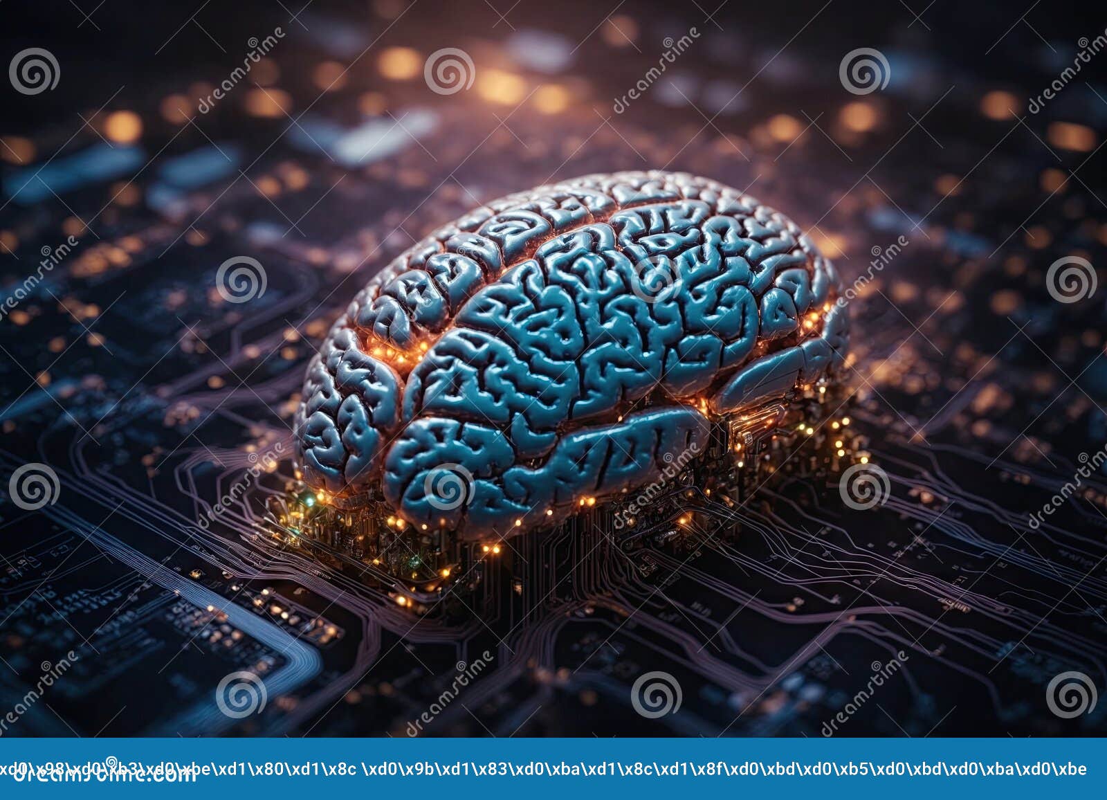 Human Brain Showing Intelligent Thinking Processing. Ai Generative ...