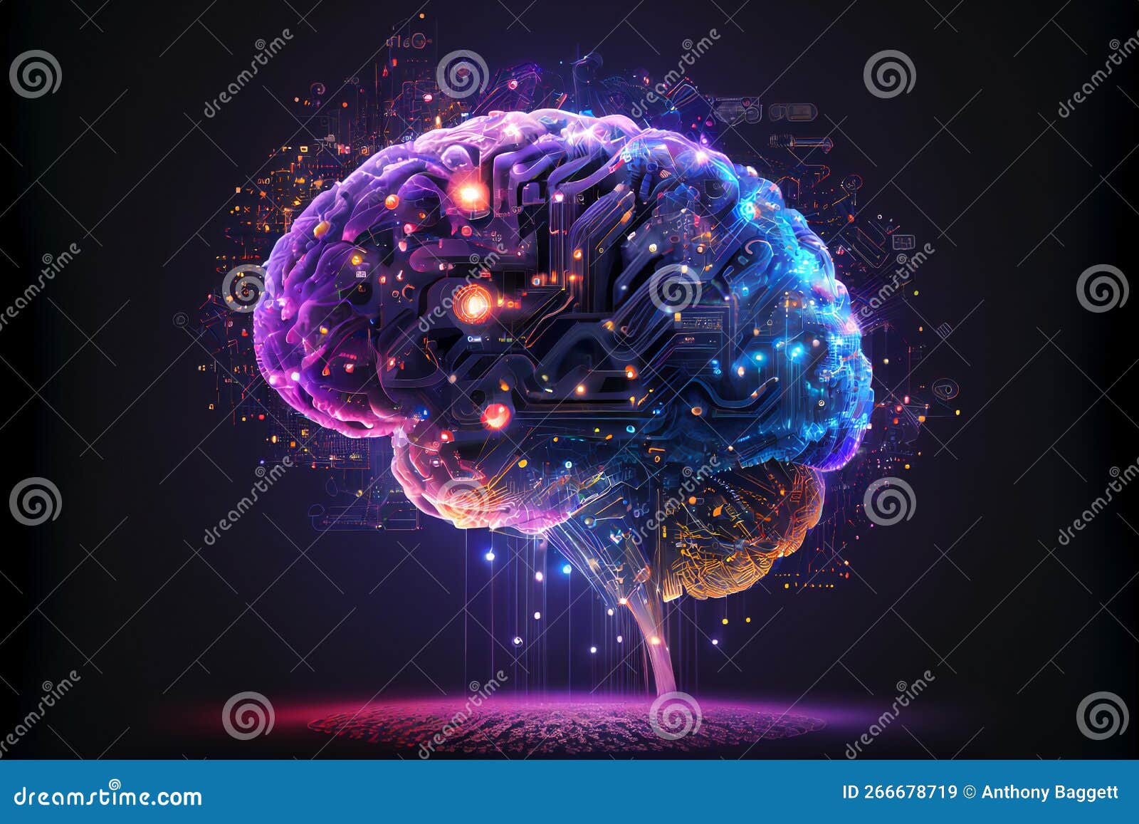 Human Brain Showing Intelligent Thinking Processing through the Concept ...