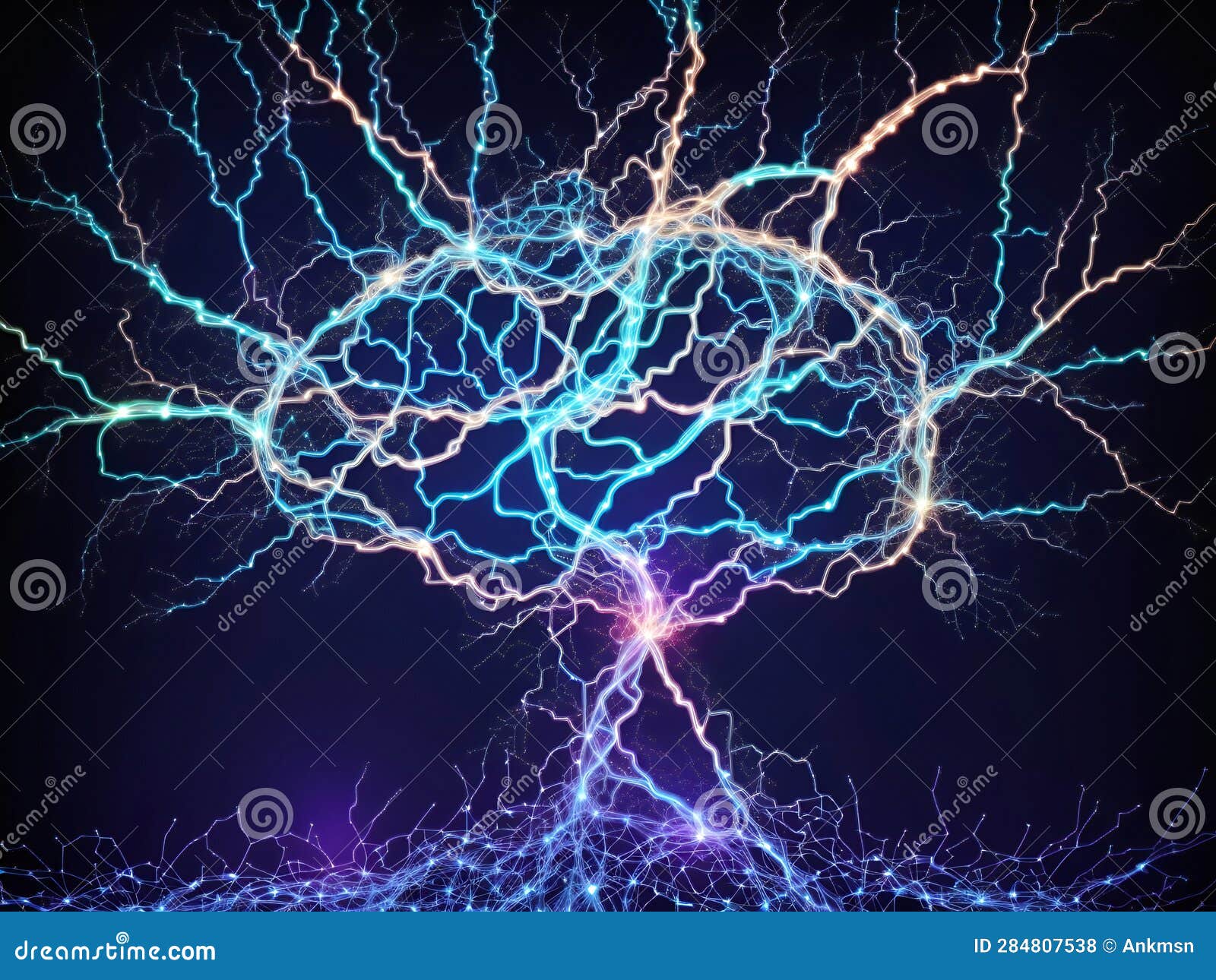 Human Brain Showing Intelligent Thinking Processing. Cyber Mind Concept ...