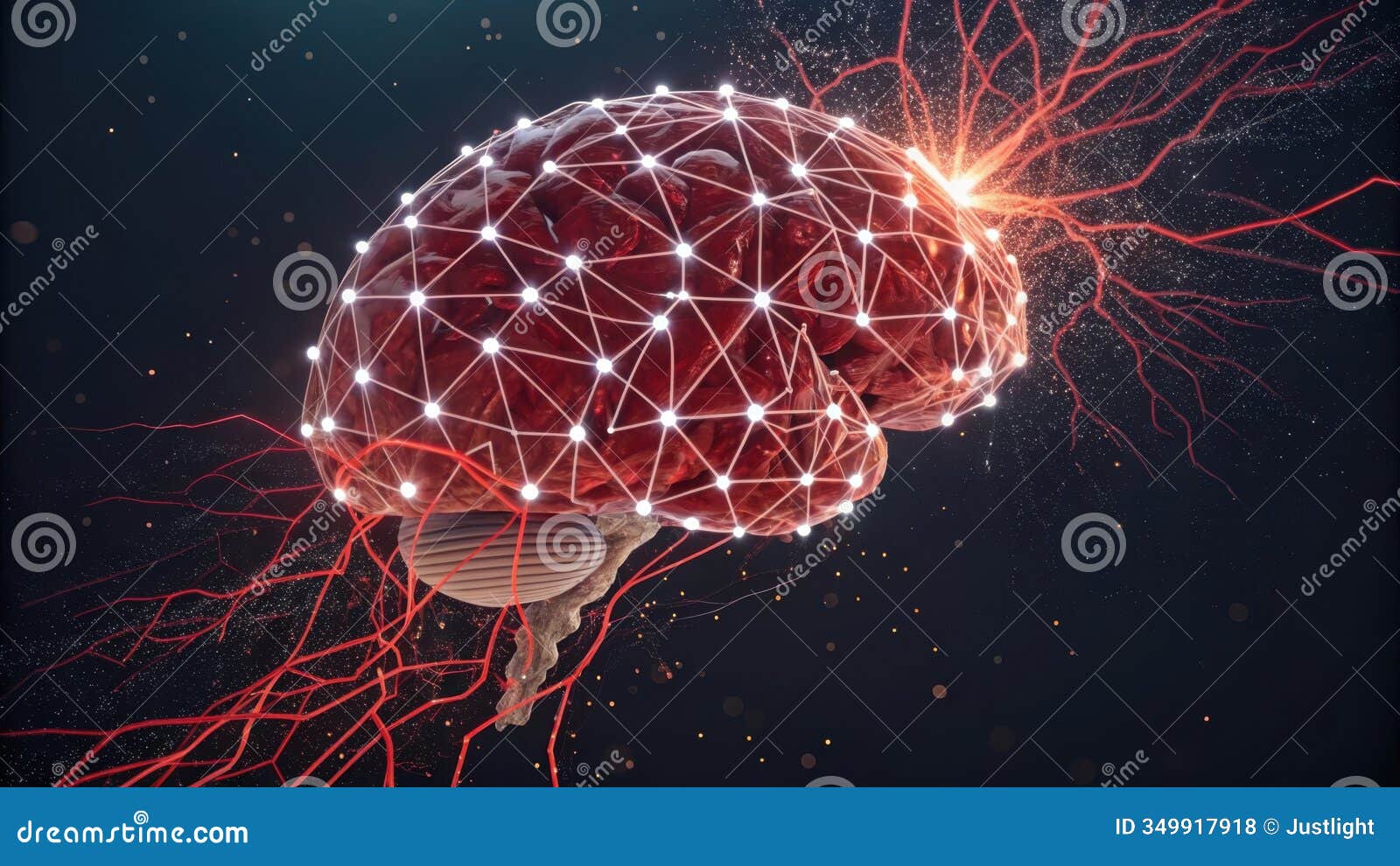 Human Brain Showing Its Neural Network and Electrical Activity Stock ...