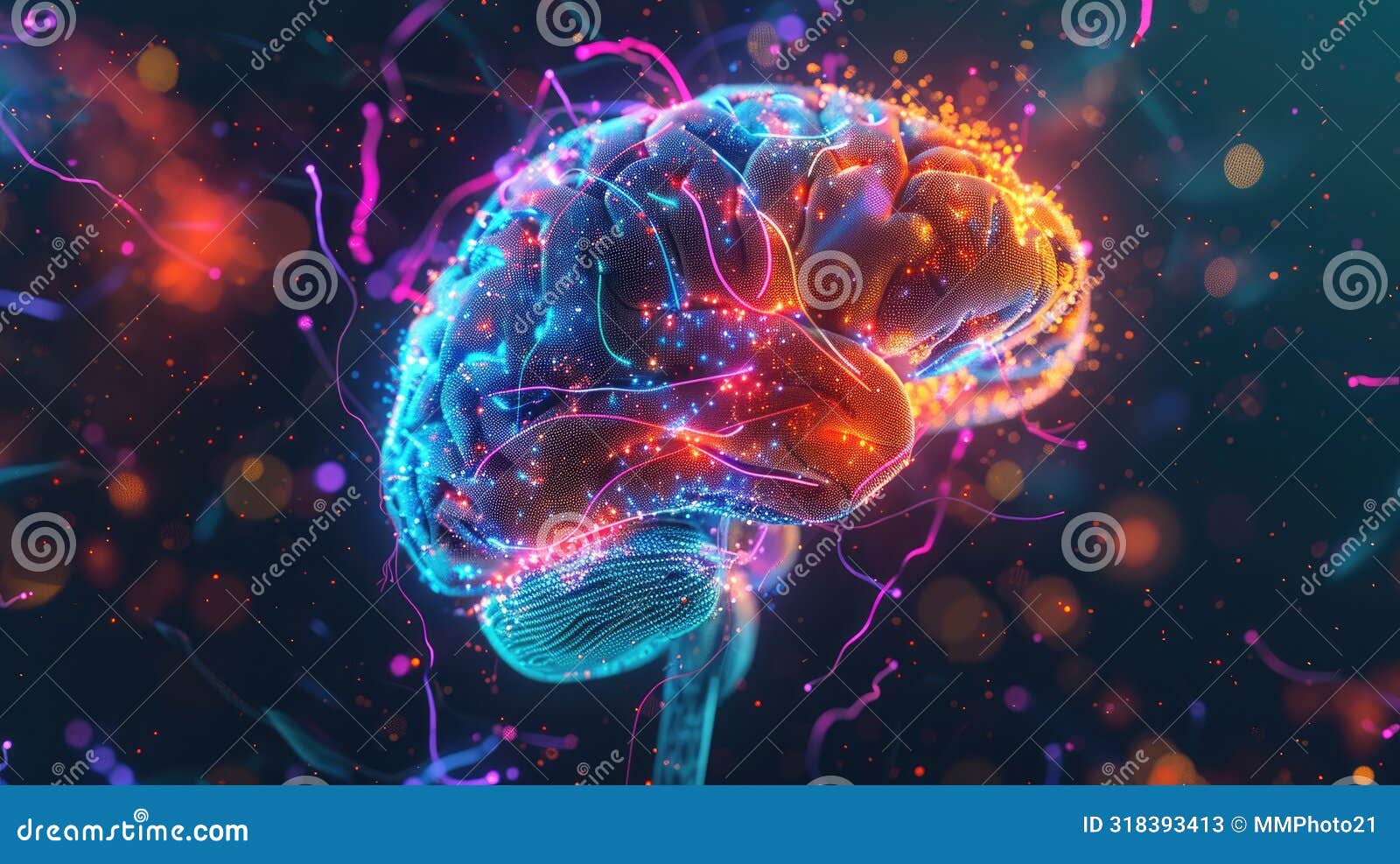 Human Brain Showing Neurons Firing and Neural Extensions Stock ... Human Brain Showing Neurons Firing and Neural Extensions Stock ...