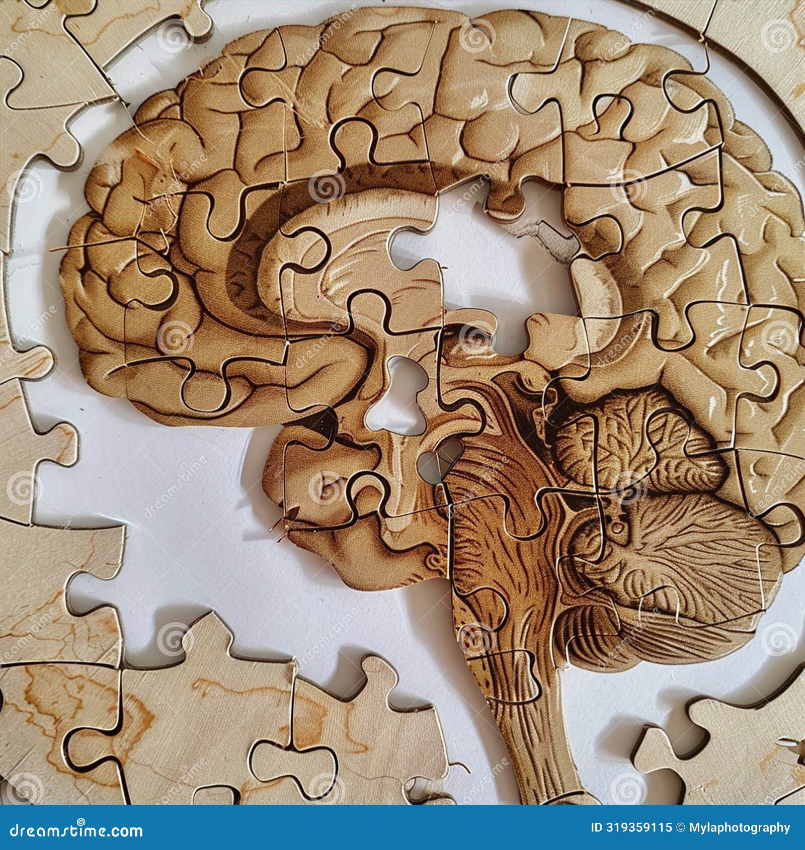 The Human Brain Shown As Puzzle Stock Illustration - Illustration of ...