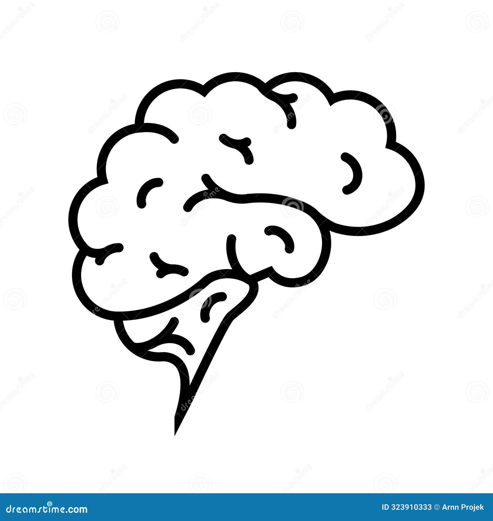 Human Brain Side View. HD Icons and Logos. Outline Design Style ...