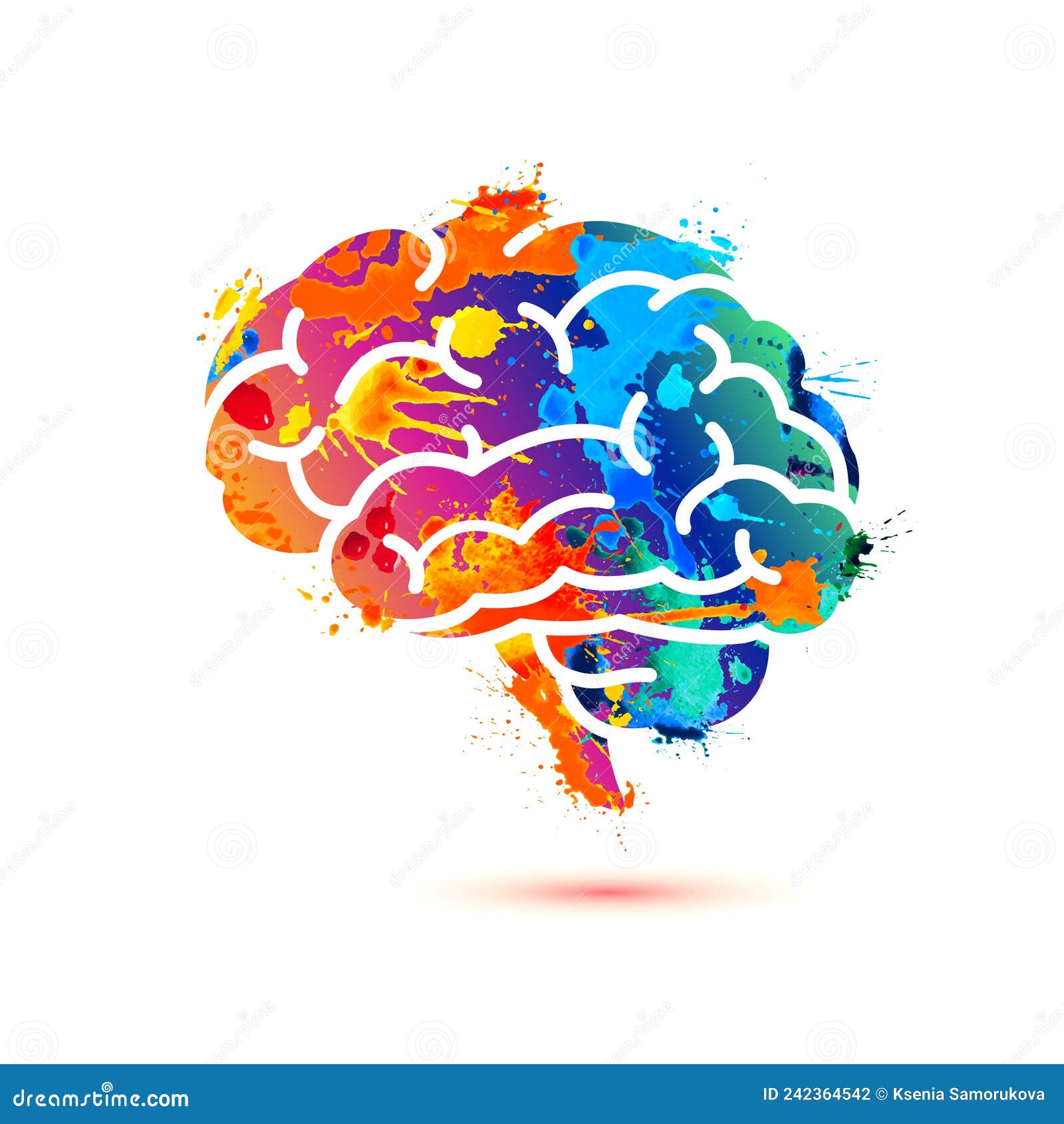 Human Brain Side View of Splash Paint Stock Vector - Illustration of ...