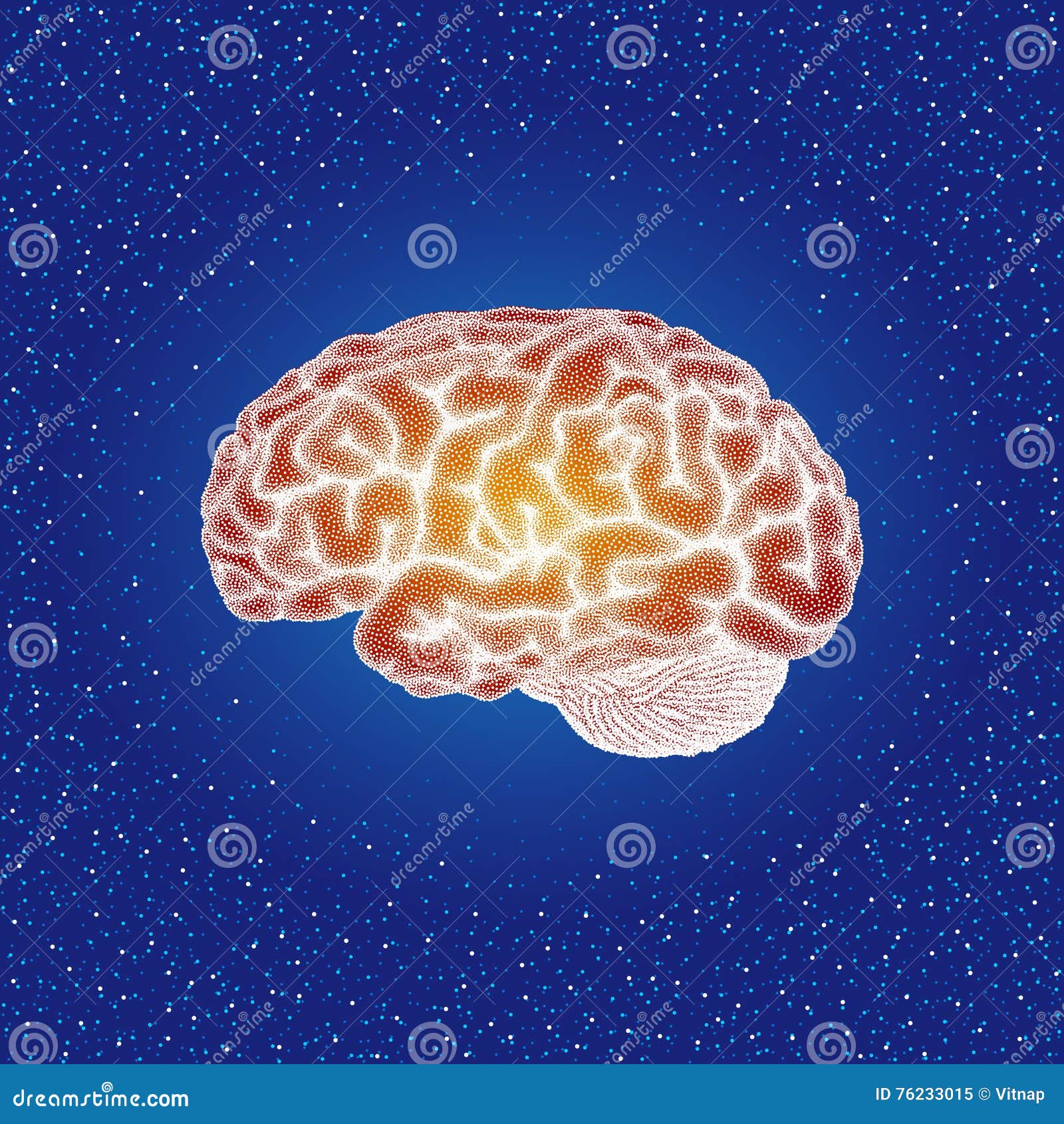 Human Brain. Side View - Vector Stippled Illustration Stock Vector ...