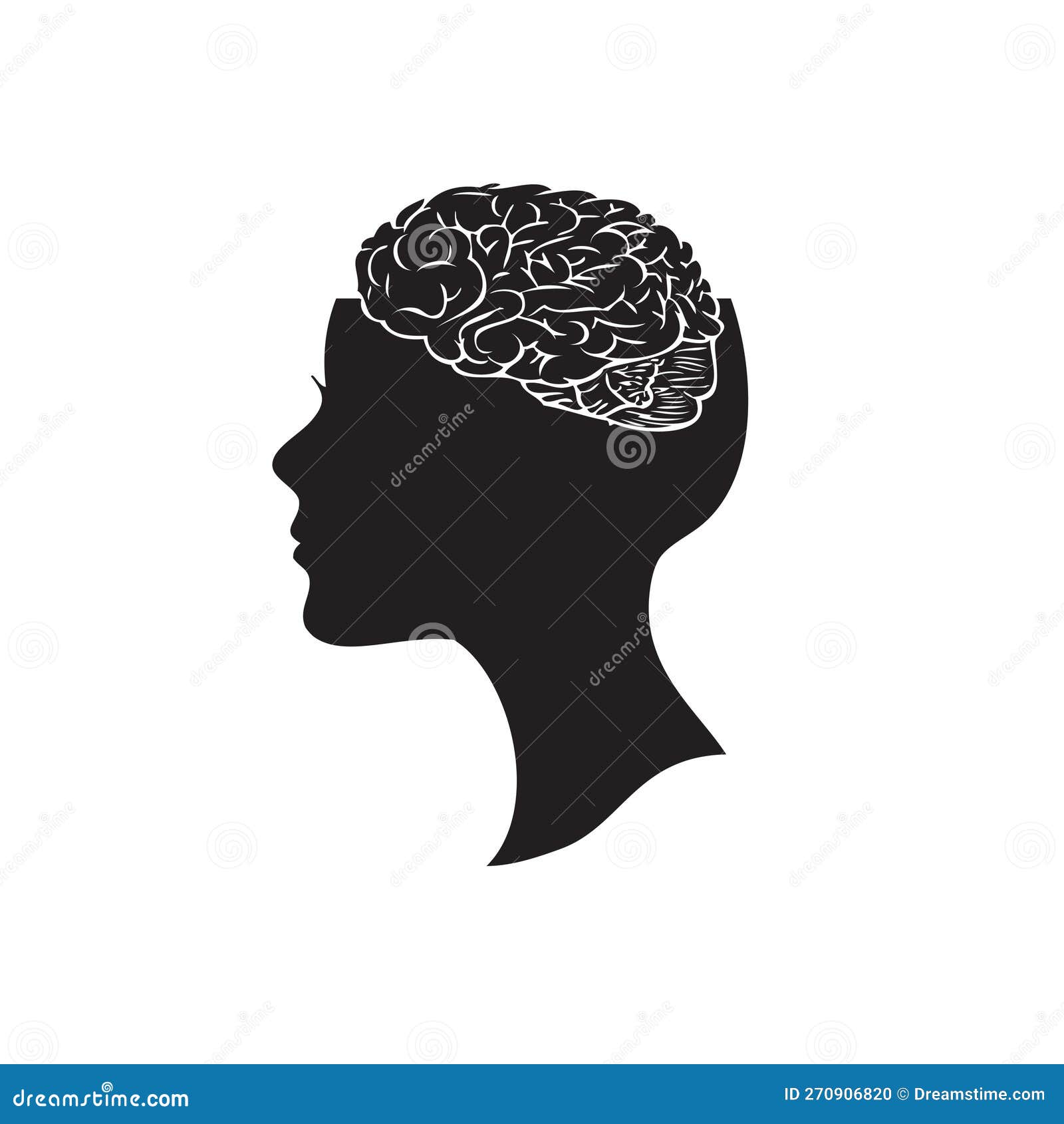 Human brain silhouette stock vector. Illustration of sign - 270906820