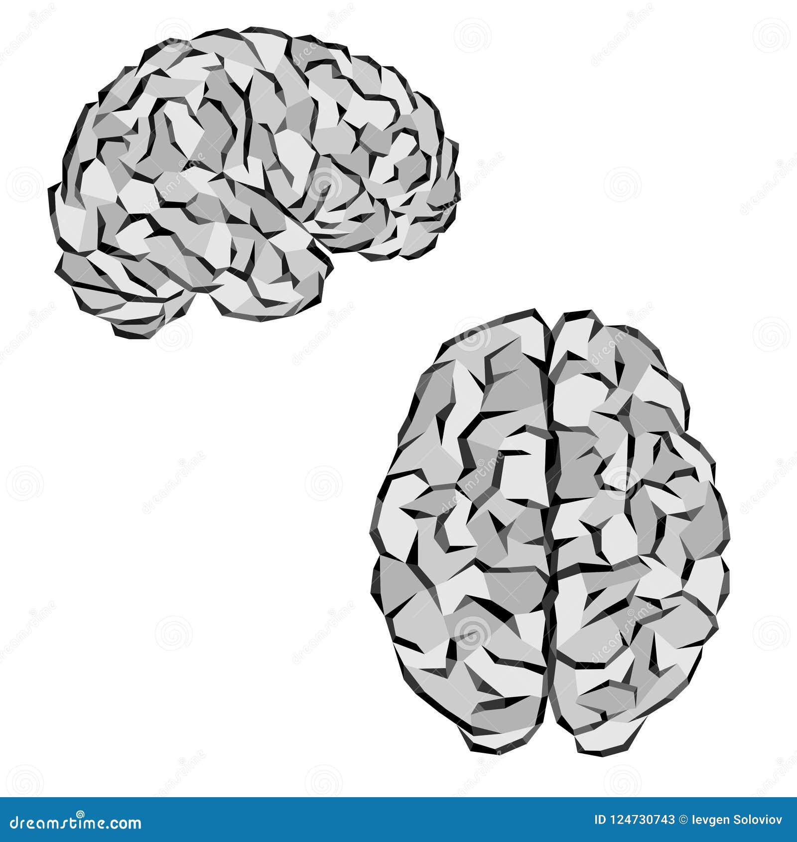 Gray brain silhouettes stock vector. Illustration of body - 124730743