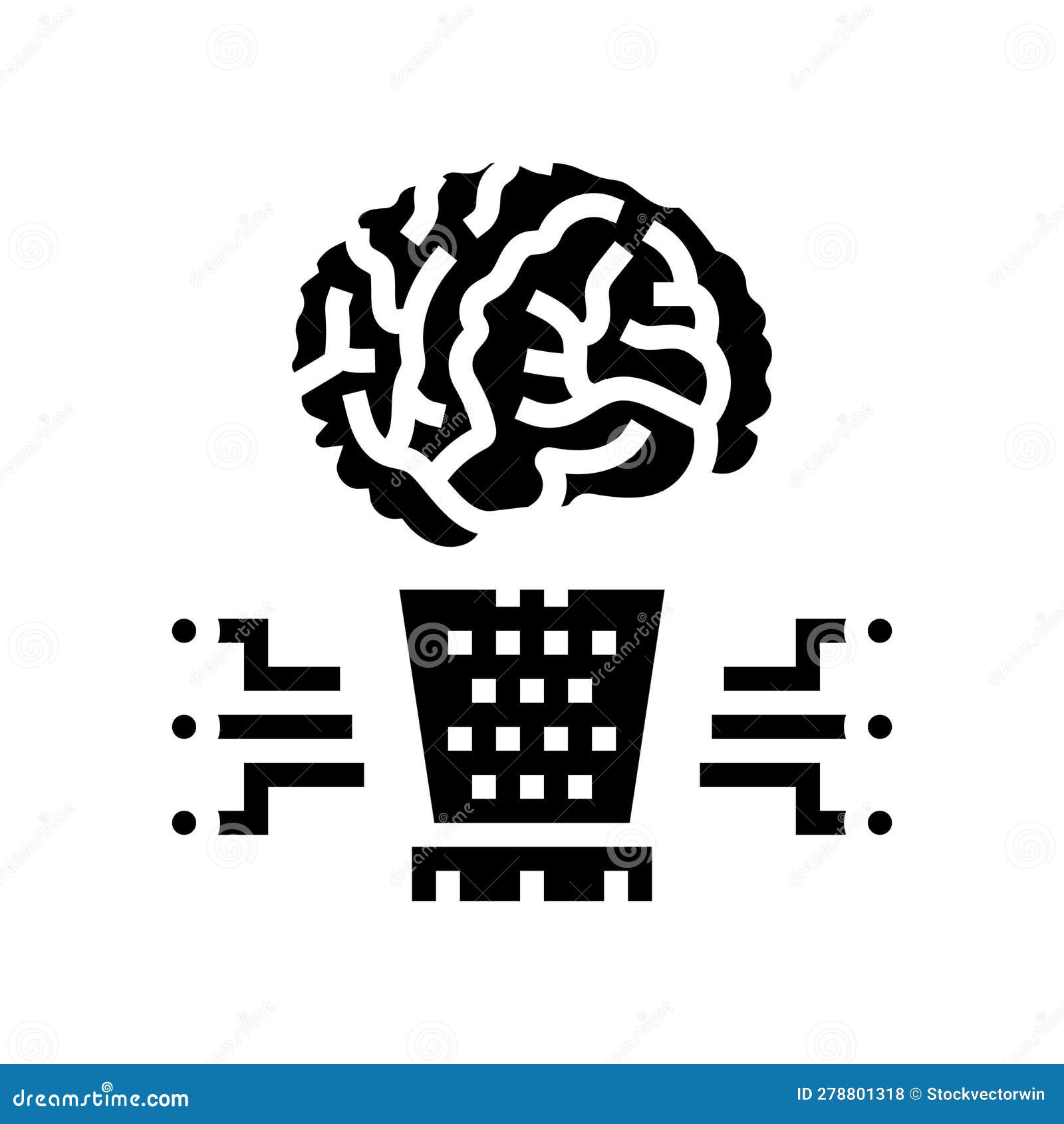 Human Brain Simulation Future Technology Glyph Icon Vector Illustration ...