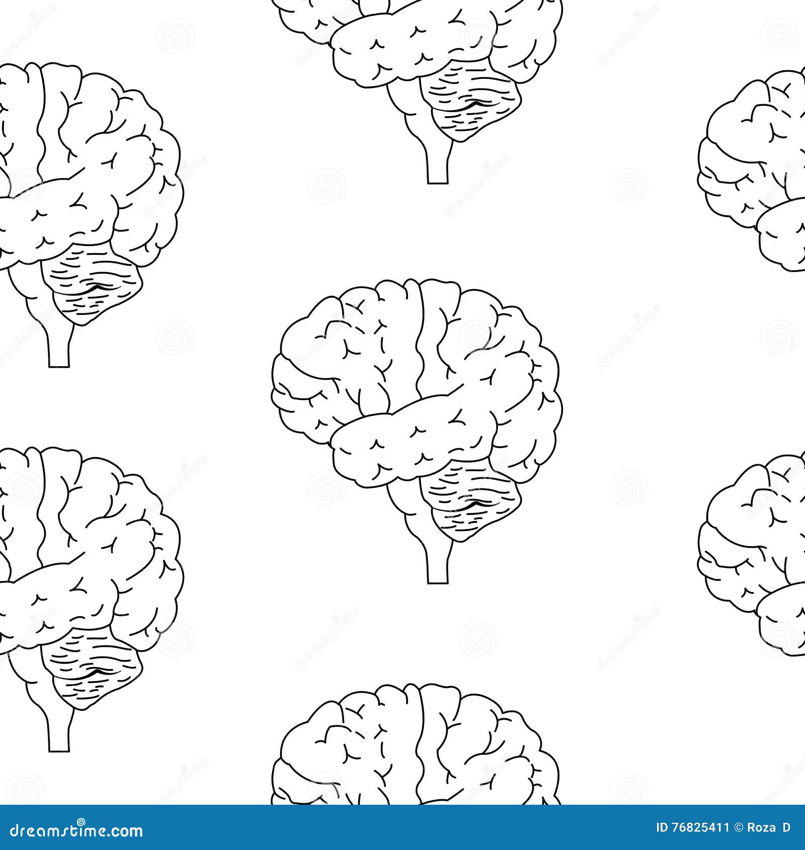 Human Brain Sketch Style Seamless Pattern Illustration Stock Vector ...