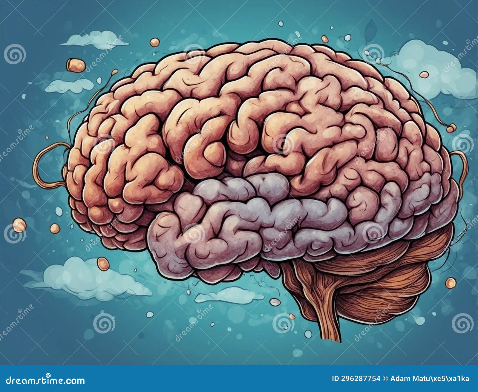 Human brain in the sky stock illustration. Illustration of idea - 296287754