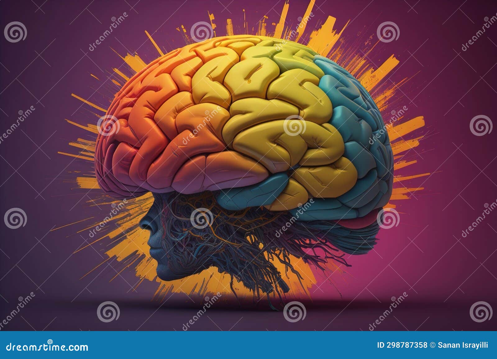 Human Brain on a Solid Color Background. Ai Generative Stock Photo ...