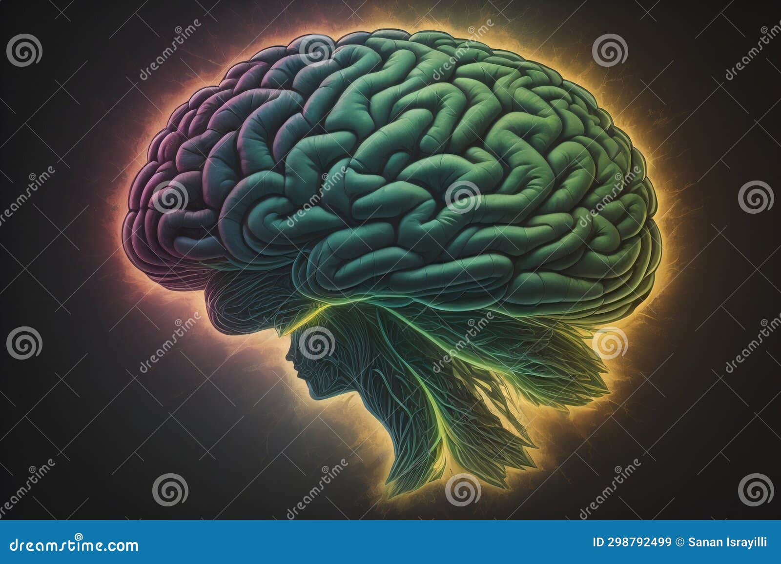 Human Brain on a Solid Color Background. Ai Generative Stock Image ...