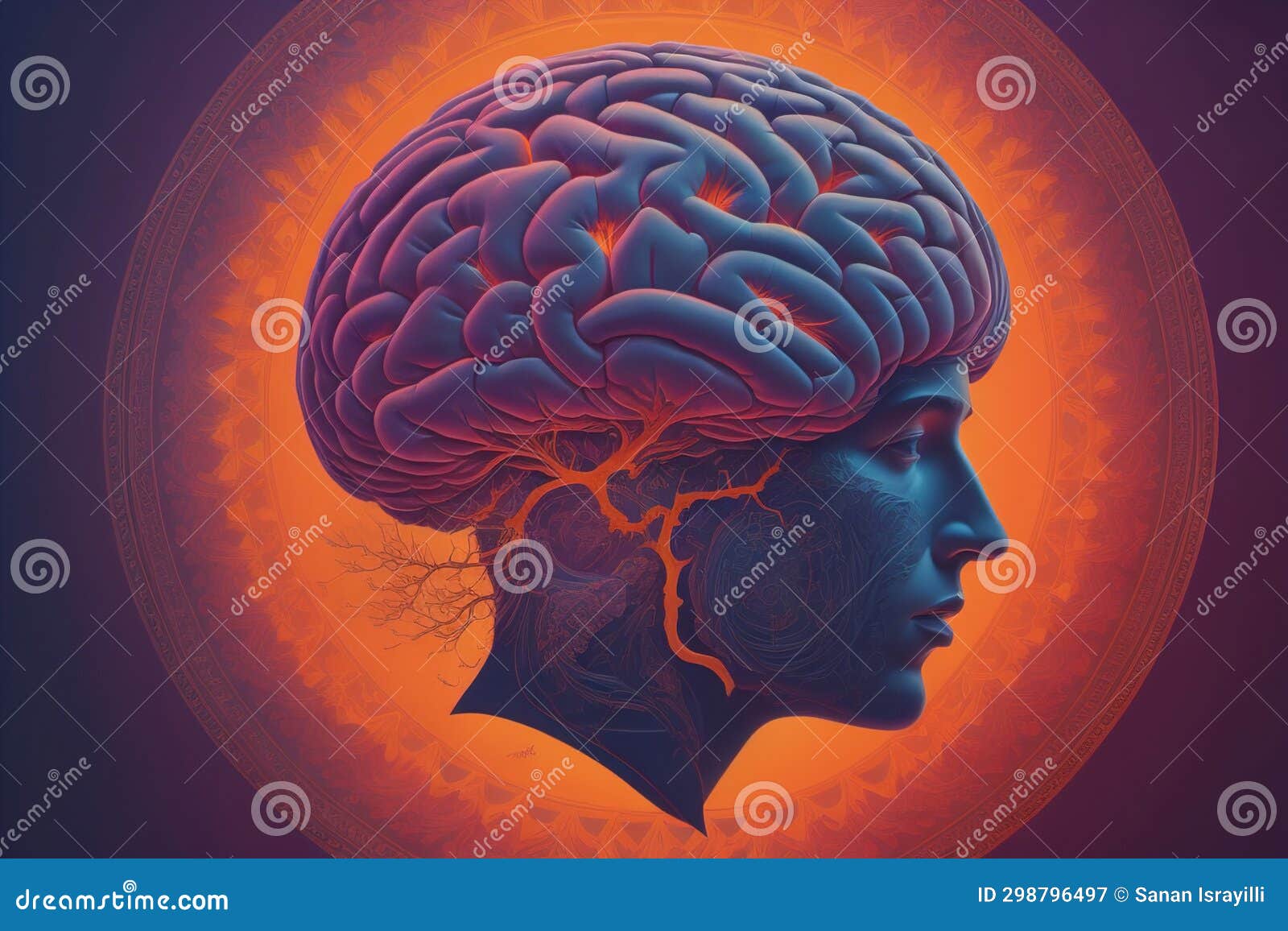 Human Brain on a Solid Color Background. Ai Generative Stock Image ...