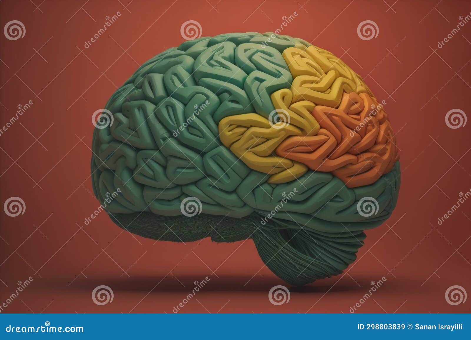Human Brain on a Solid Color Background. Ai Generative Stock Image ...