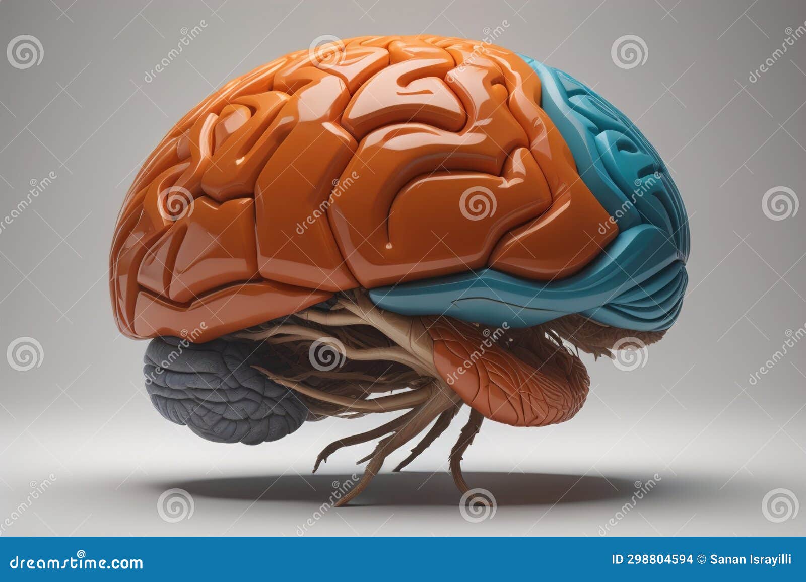 Human Brain on a Solid Color Background. Ai Generative Stock Photo ...