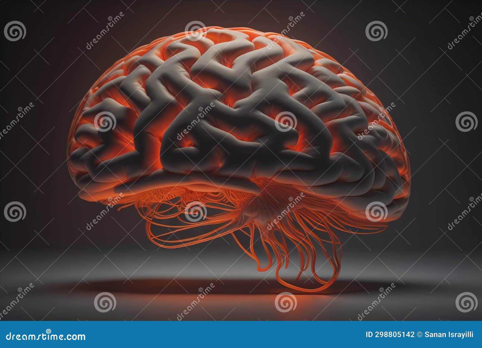 Human Brain on a Solid Color Background. Ai Generative Stock Photo ...