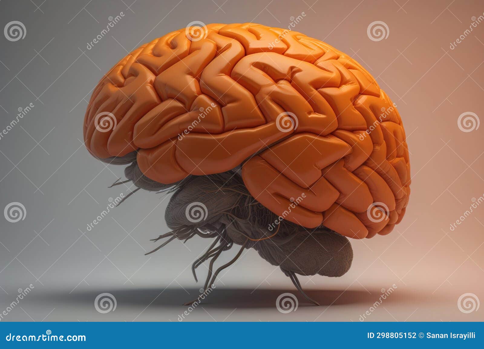 Human Brain on a Solid Color Background. Ai Generative Stock Photo ...