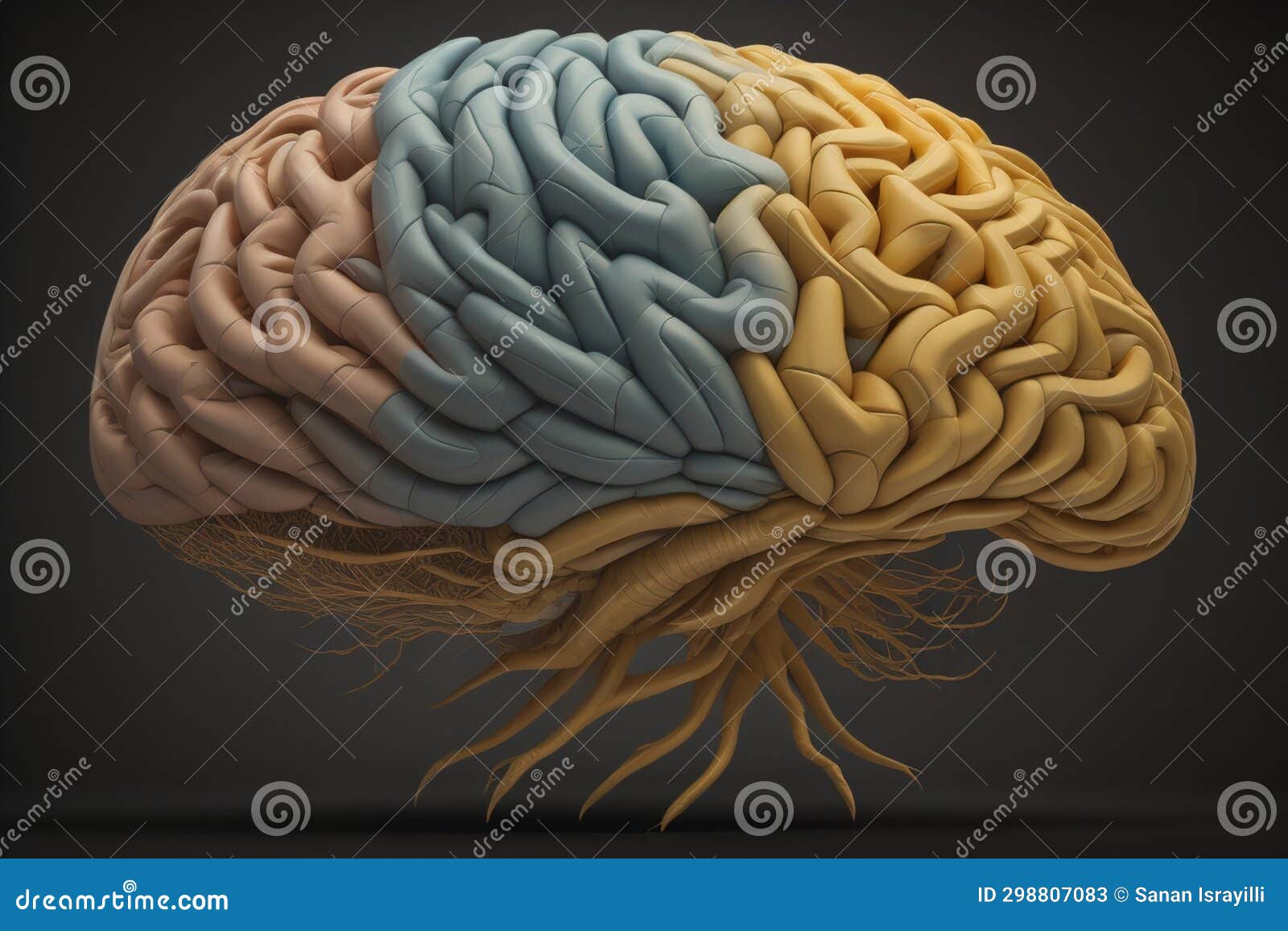 Human Brain on a Solid Color Background. Ai Generative Stock Image ...