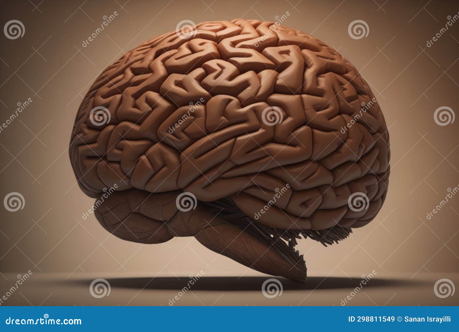 Human Brain on a Solid Color Background. Ai Generative Stock Image ...