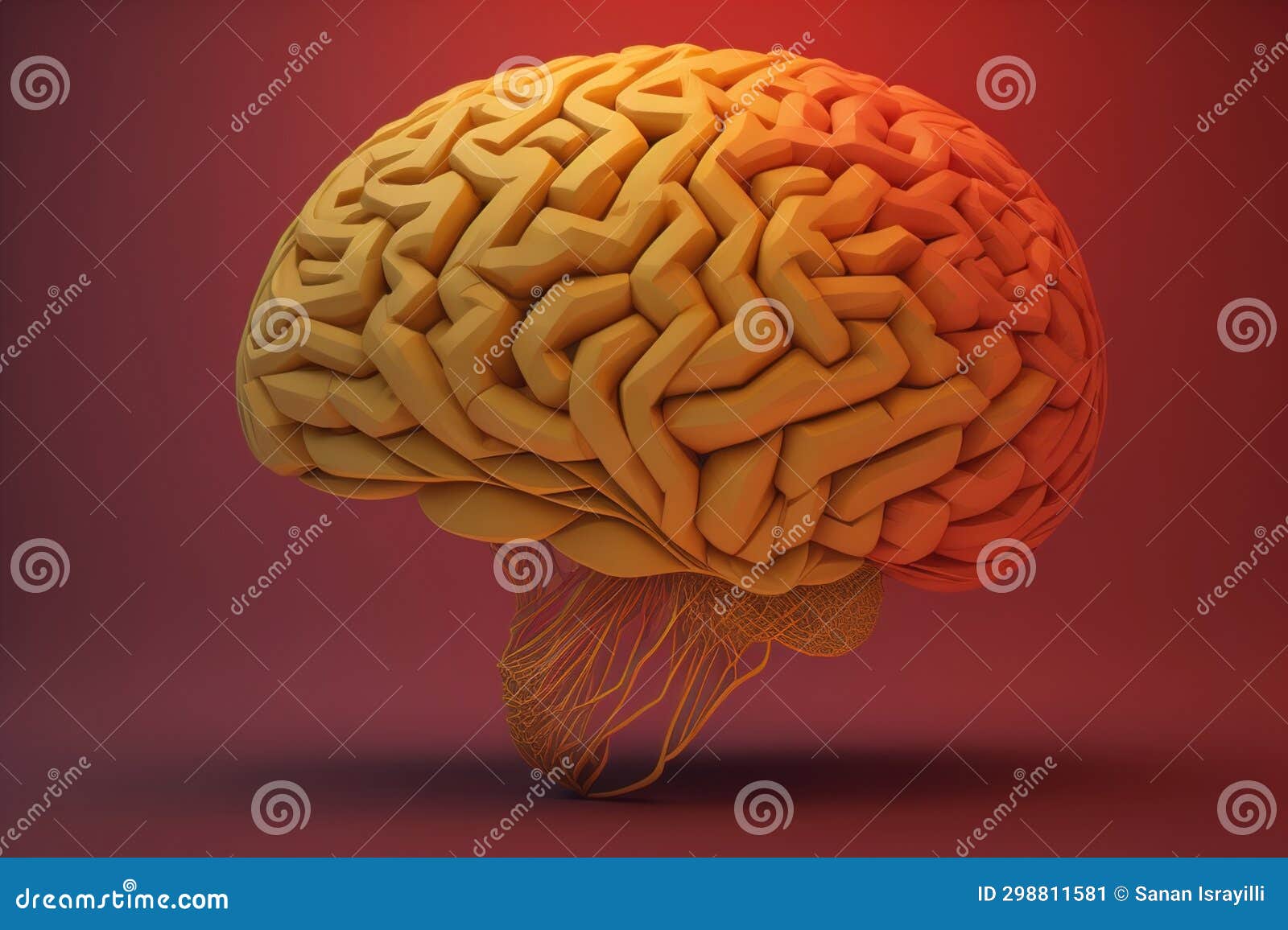 Human Brain on a Solid Color Background. Ai Generative Stock Image ...