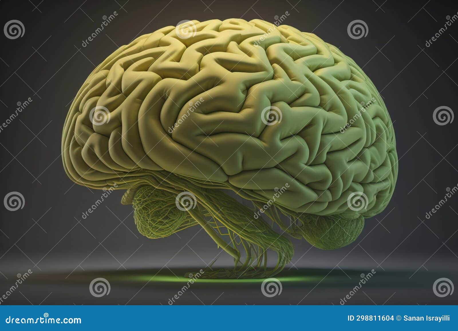 Human Brain on a Solid Color Background. Ai Generative Stock Photo ...
