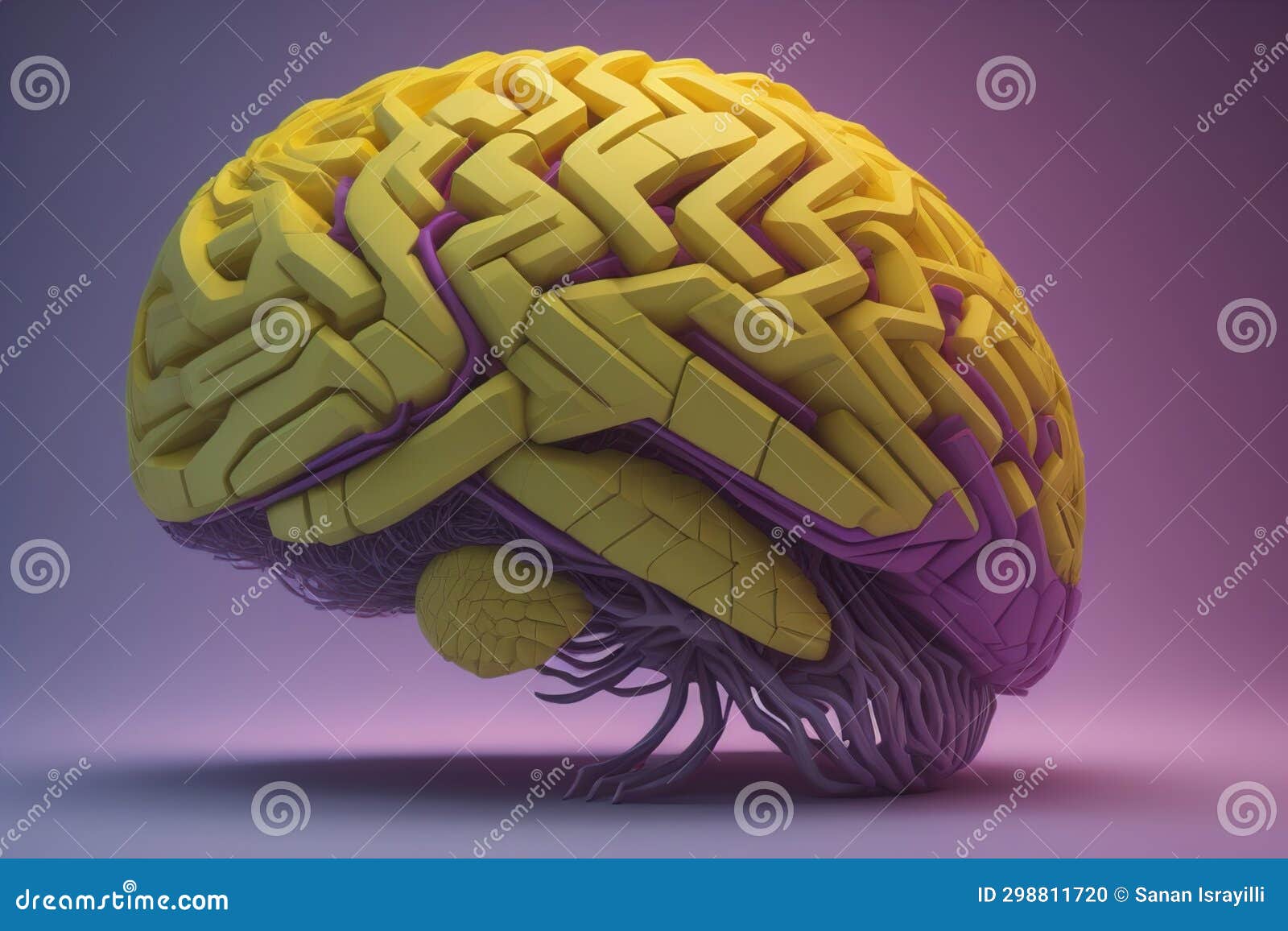 Human Brain on a Solid Color Background. Ai Generative Stock Photo ...