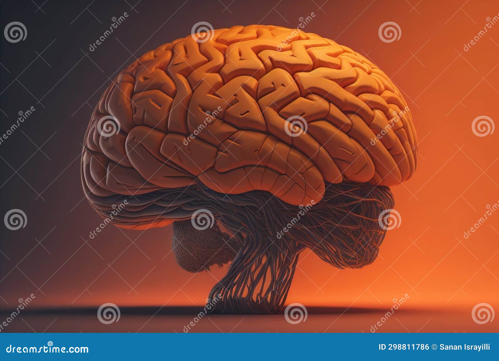 Human Brain on a Solid Color Background. Ai Generative Stock Photo ...