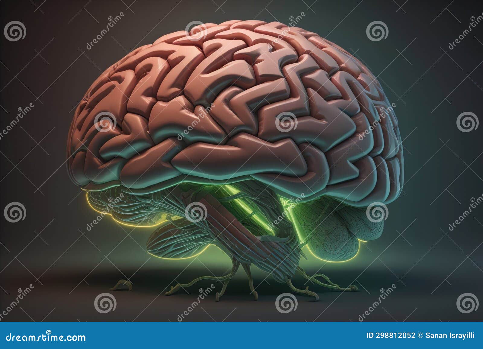 Human Brain on a Solid Color Background. Ai Generative Stock Photo ...