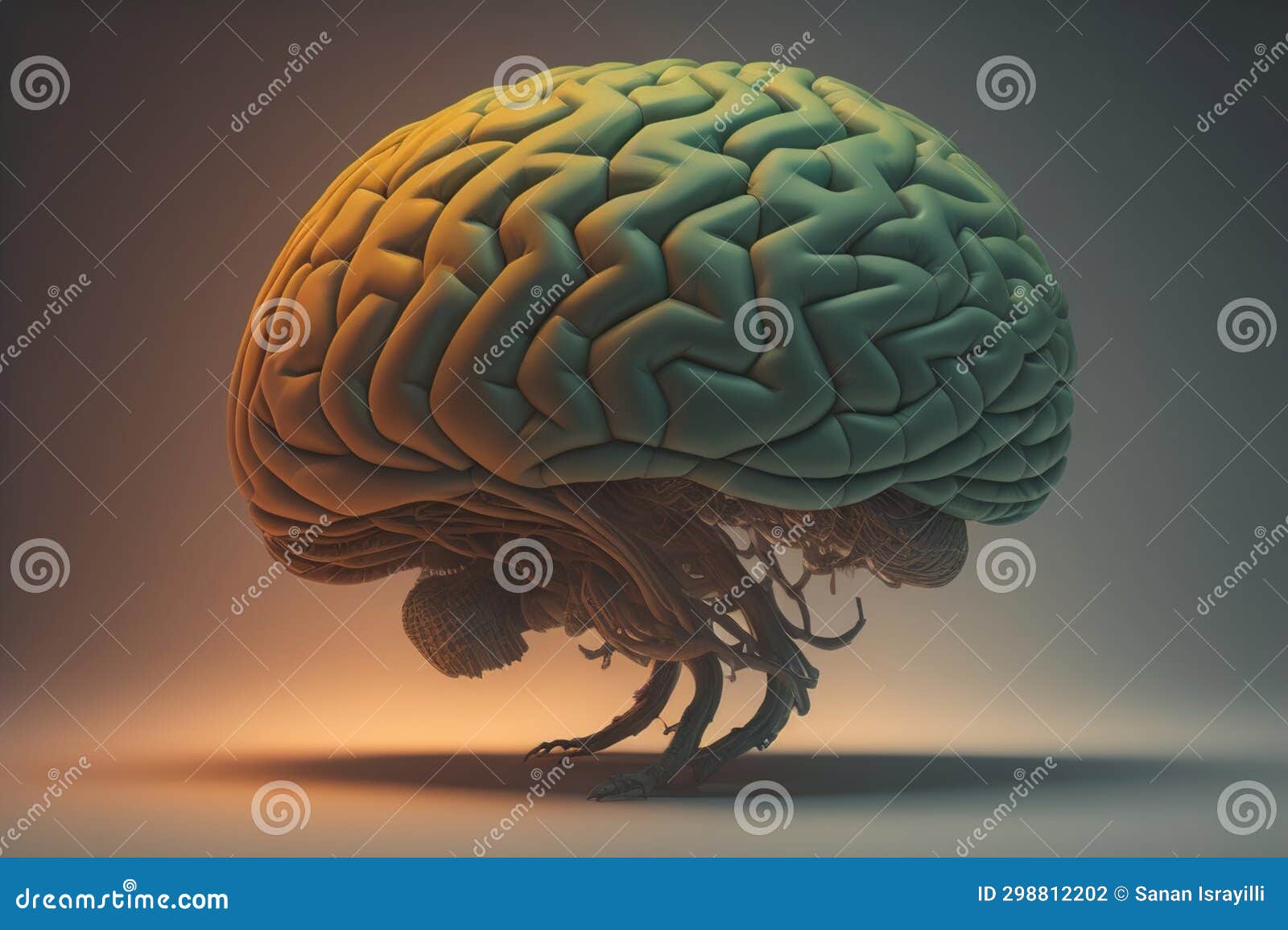 Human Brain on a Solid Color Background. Ai Generative Stock Photo ...