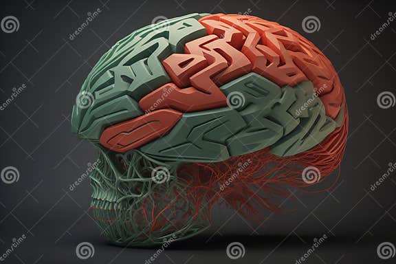 Human Brain on a Solid Color Background. Ai Generative Stock Image ...