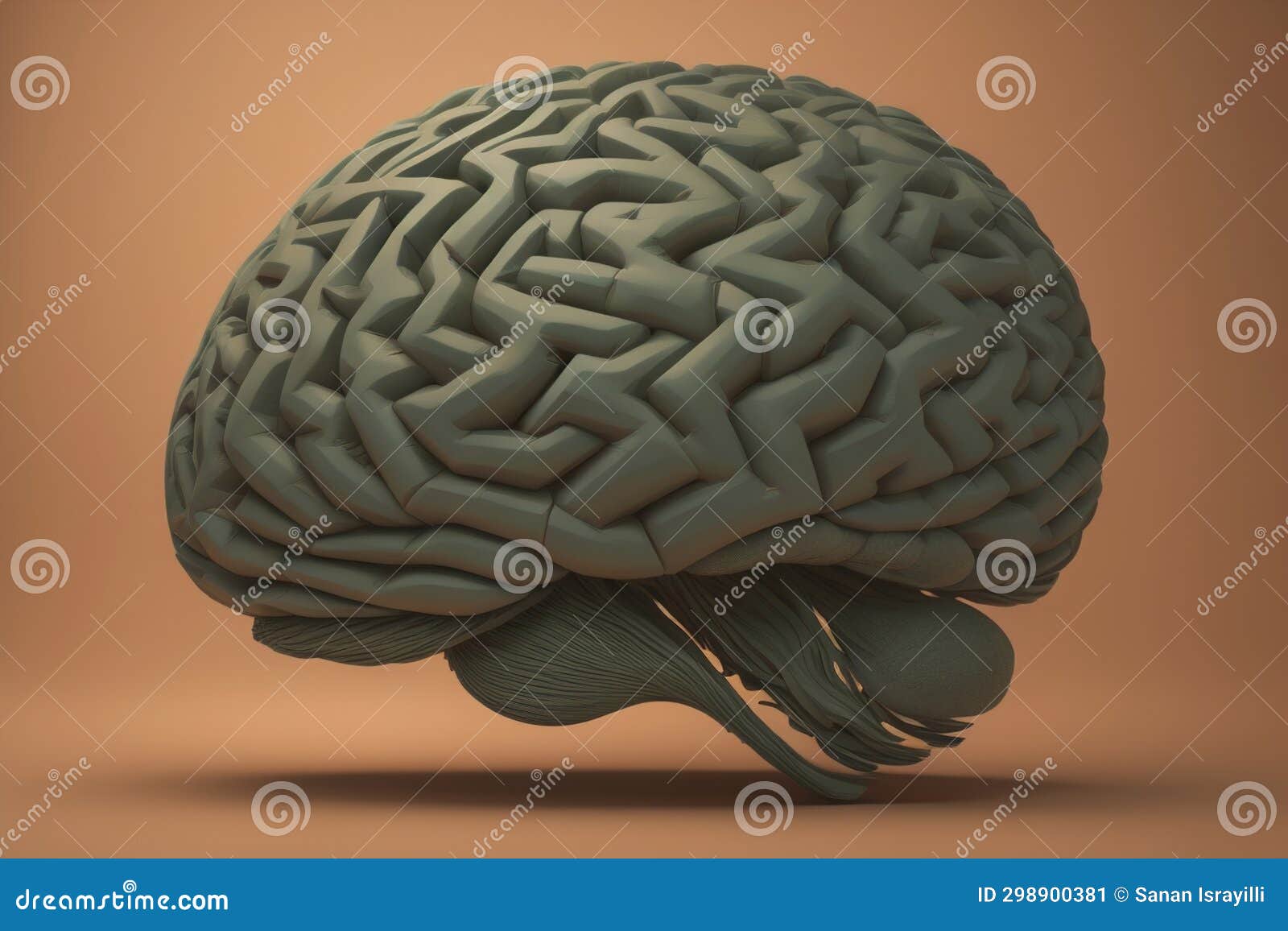 Human Brain on a Solid Color Background. Ai Generative Stock Image ...